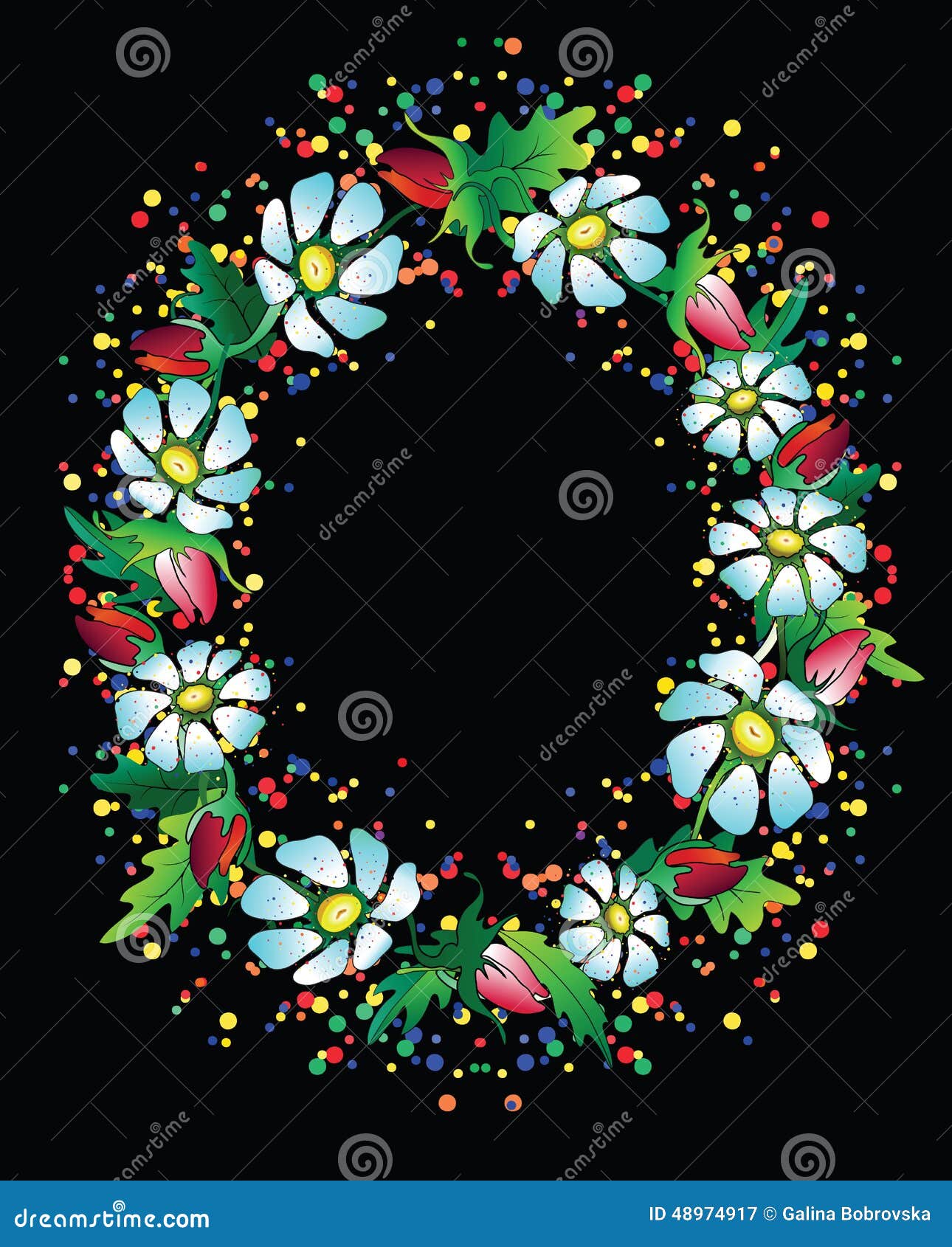 Colourful Hollyday Flower Frame Stock Illustration - Illustration of ...