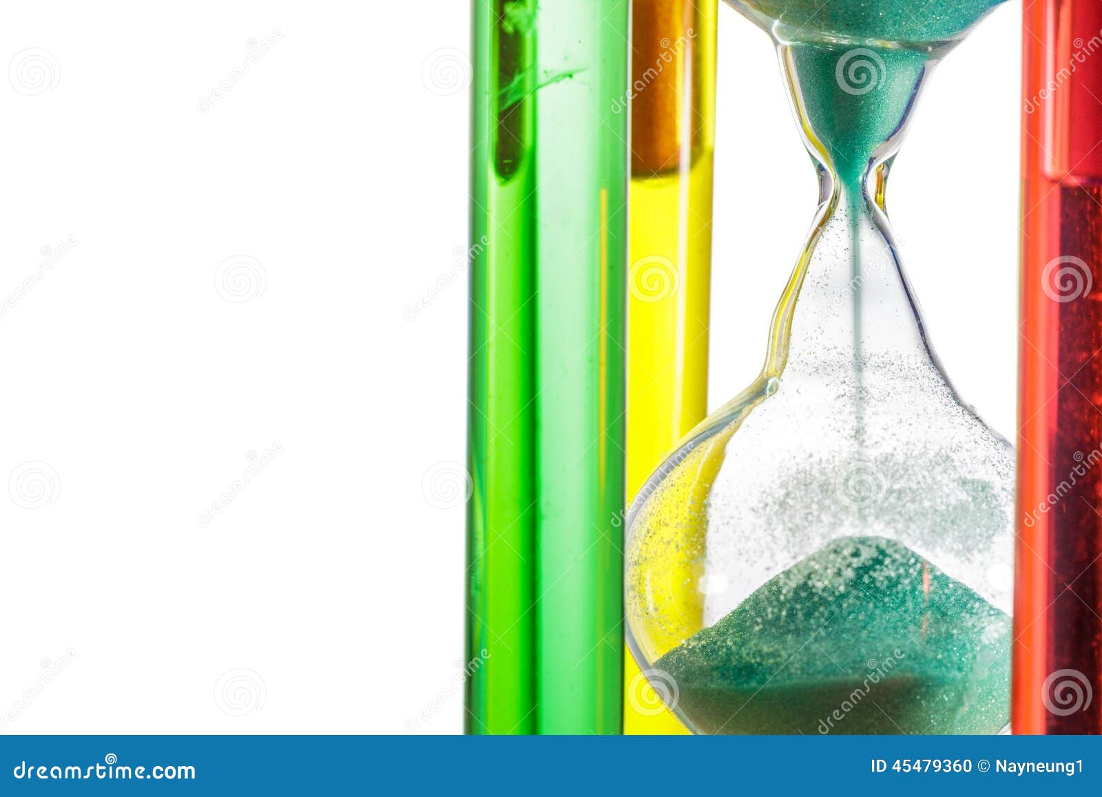 Colourful Hourglass with Green Sand on White . Stock Photo - Image of ...