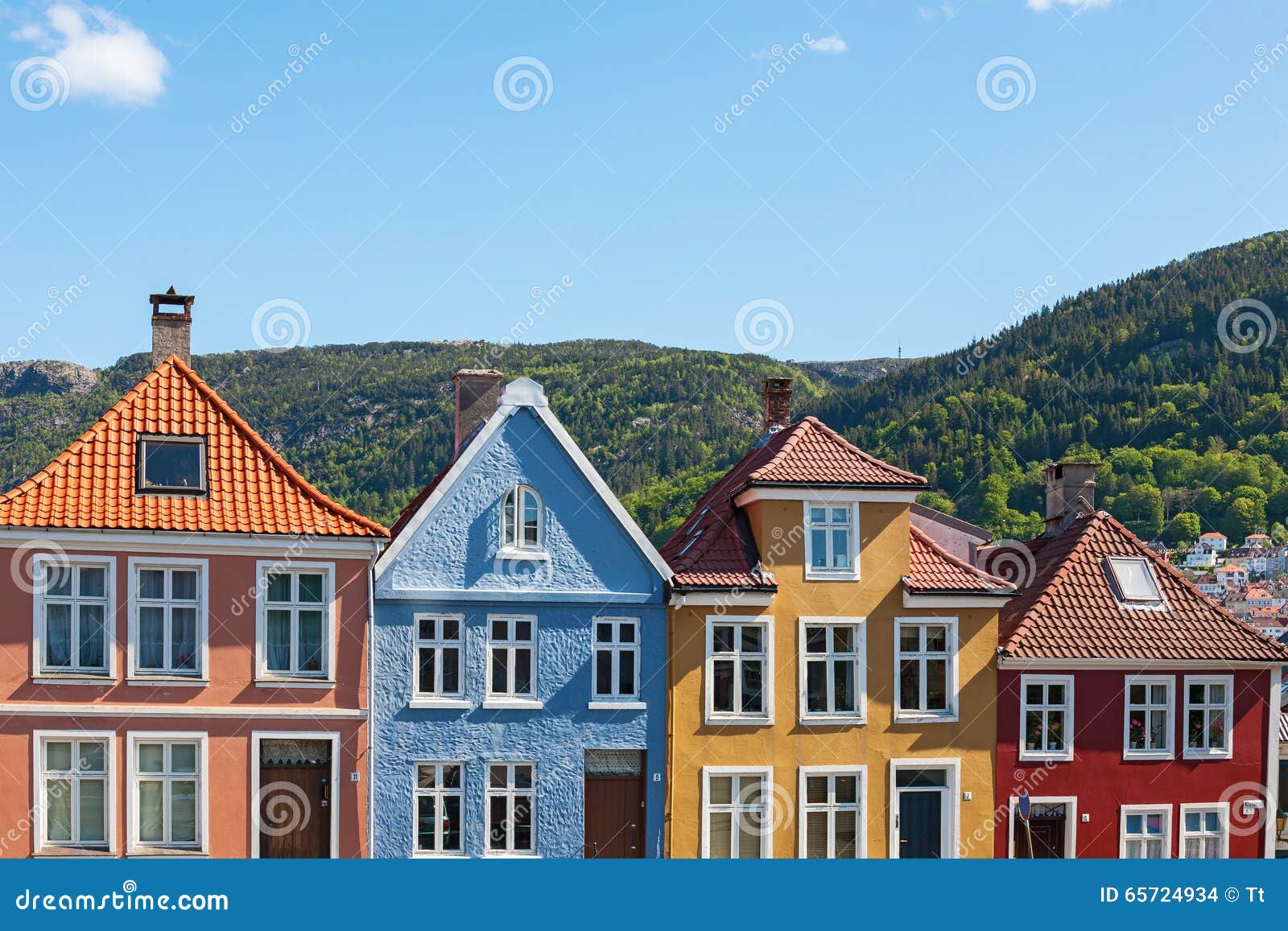 Colourful house facades stock photo. Image of blue, built - 65724934