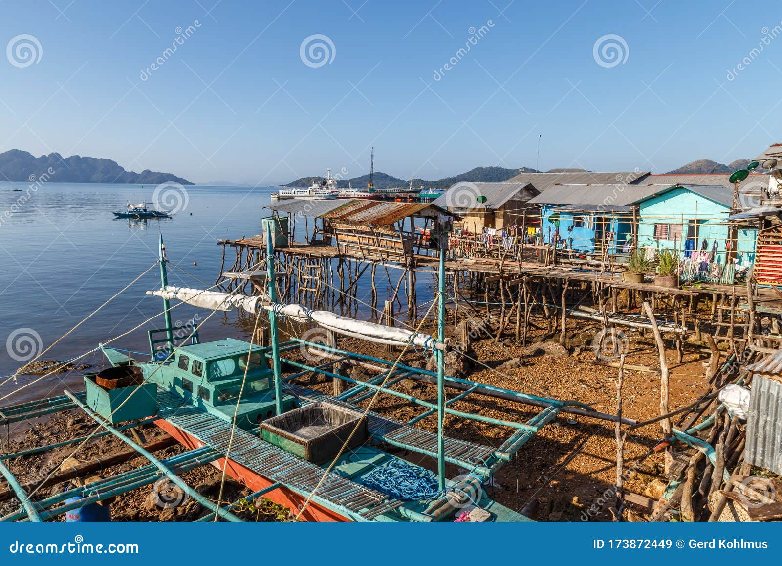 Colourful Huts on Stilts at Coron Town Stock Image - Image of house ...