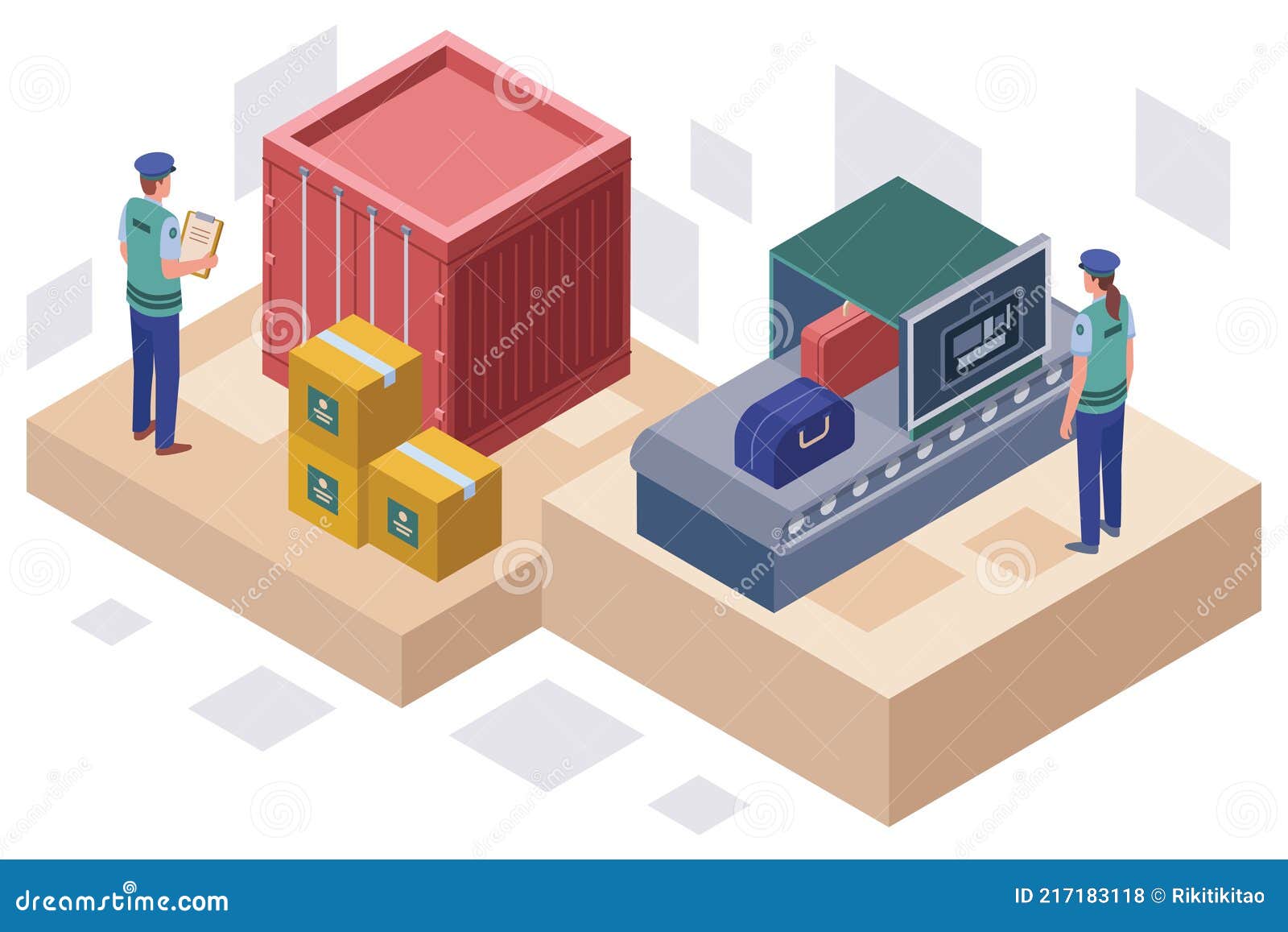 Colourful Isometric Vector Illustration of Customs Authority Stock ...