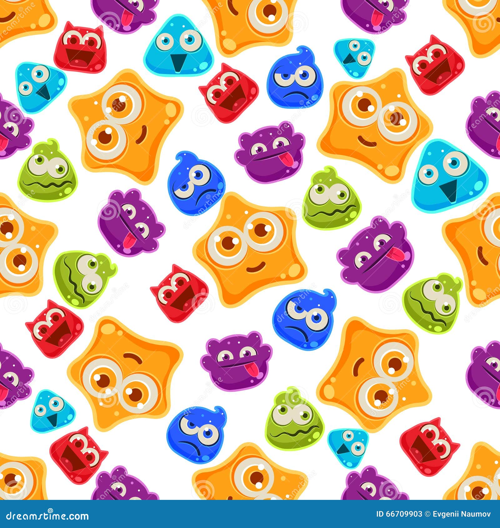 Colourful Jelly Characters with Emotions. Vector Illustration Pattern ...