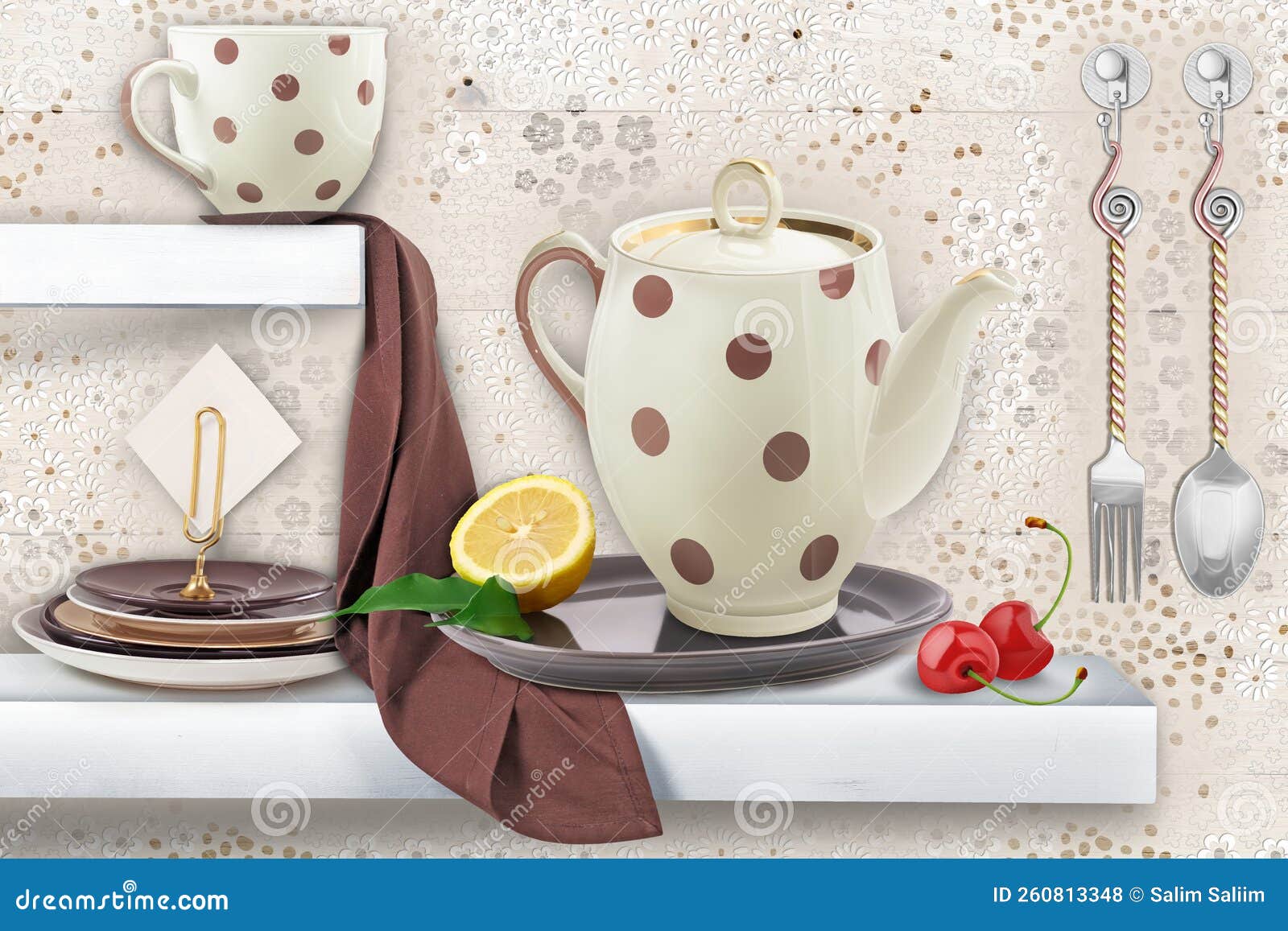 Colourful Kitchen Wall Tile Design for Kitchen Interior, 3D Rendering ...