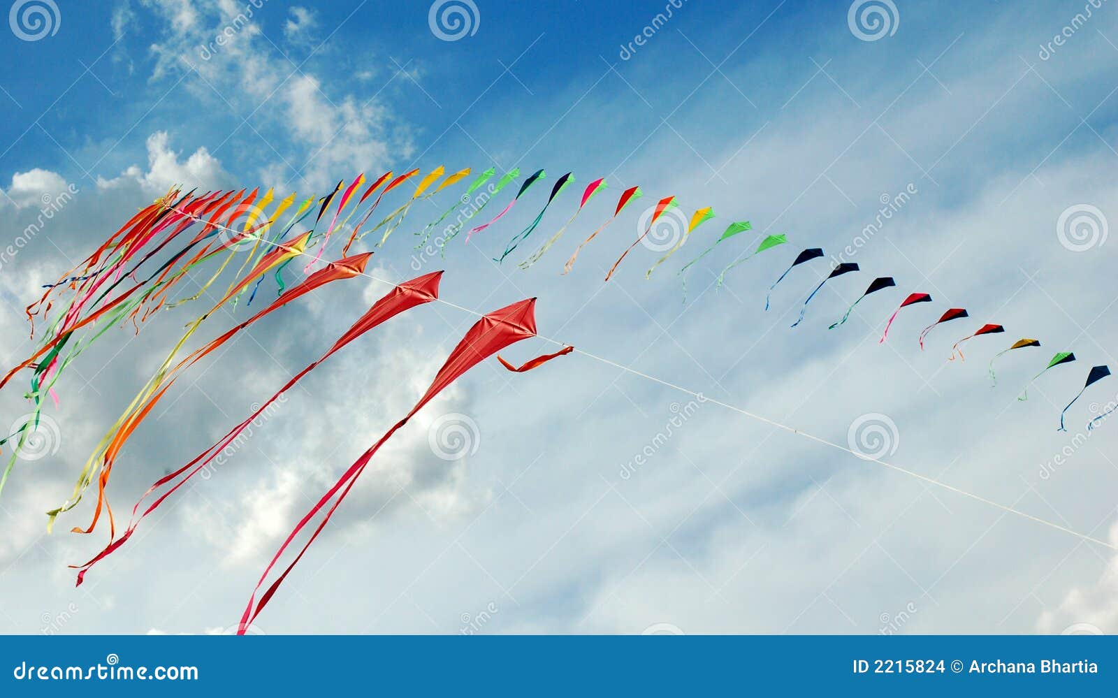 Colourful kites stock photo. Image of cloudy, ribbons - 2215824