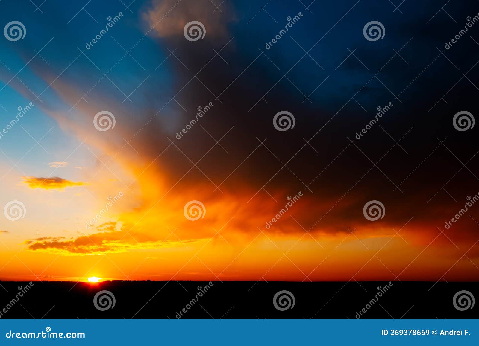 Colourful Landscape of Beautiful Sunset with Dark Clouds. Stock Image ...
