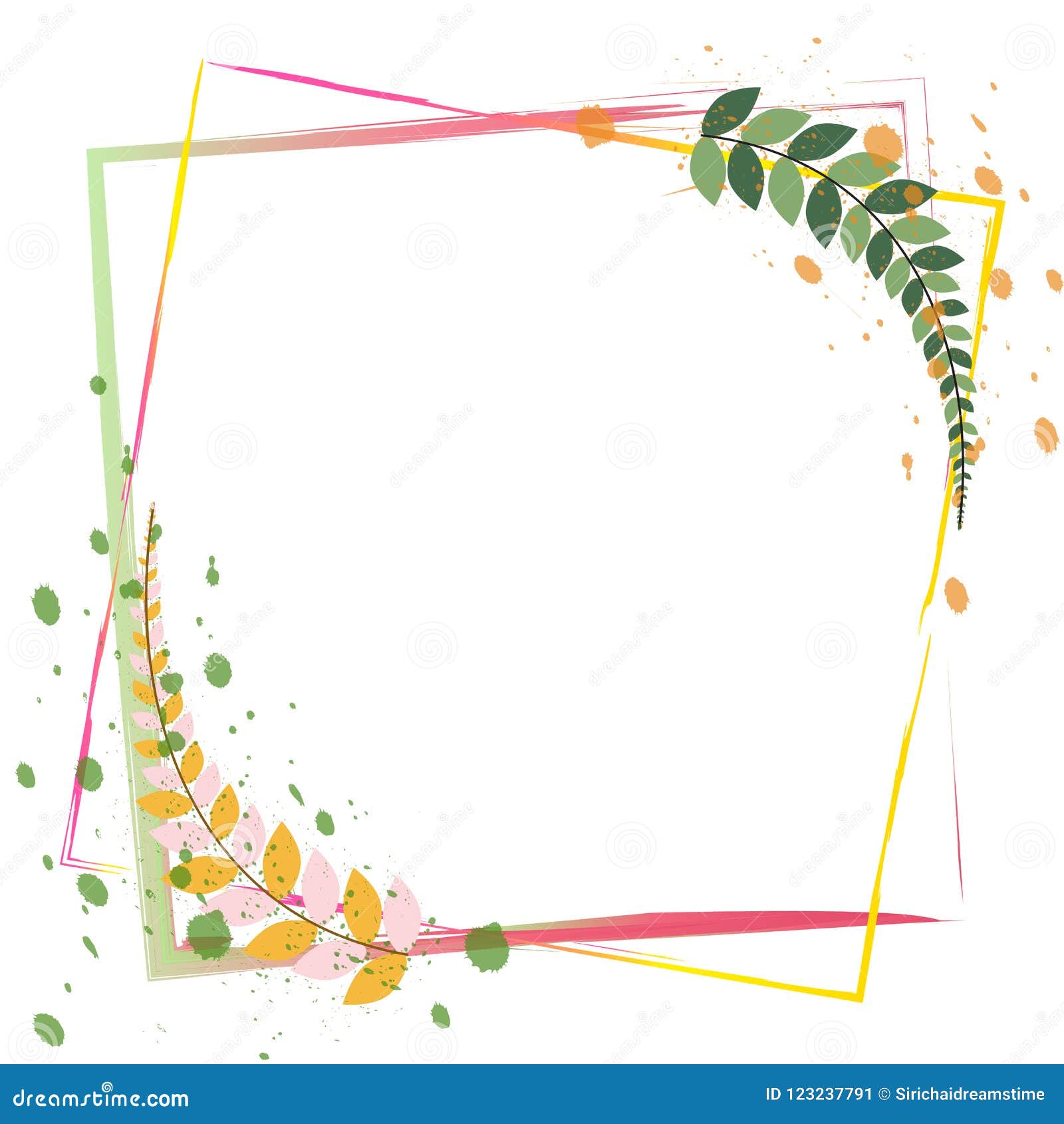 Colourful Leaf Frame Isolated on White Background Stock Vector ...