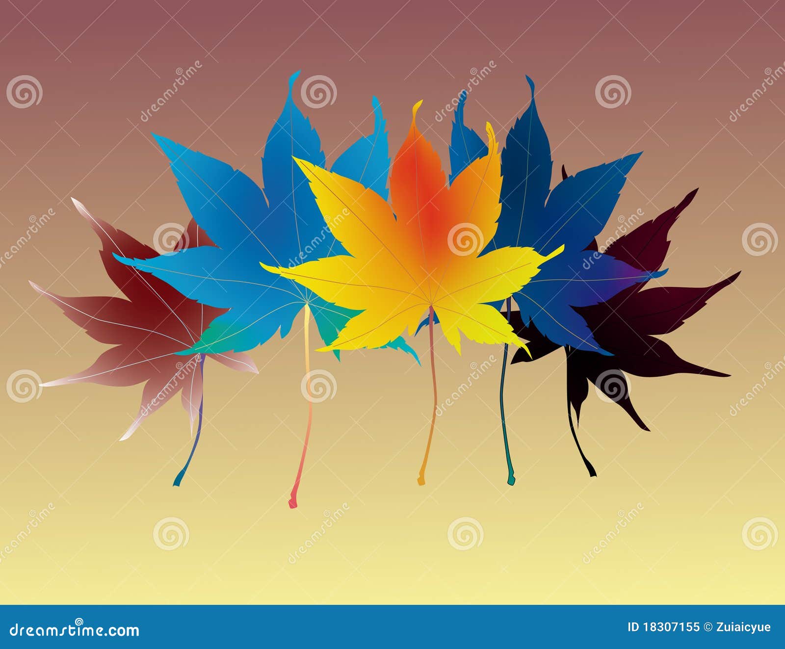 Colourful leaves stock vector. Illustration of decorative - 18307155