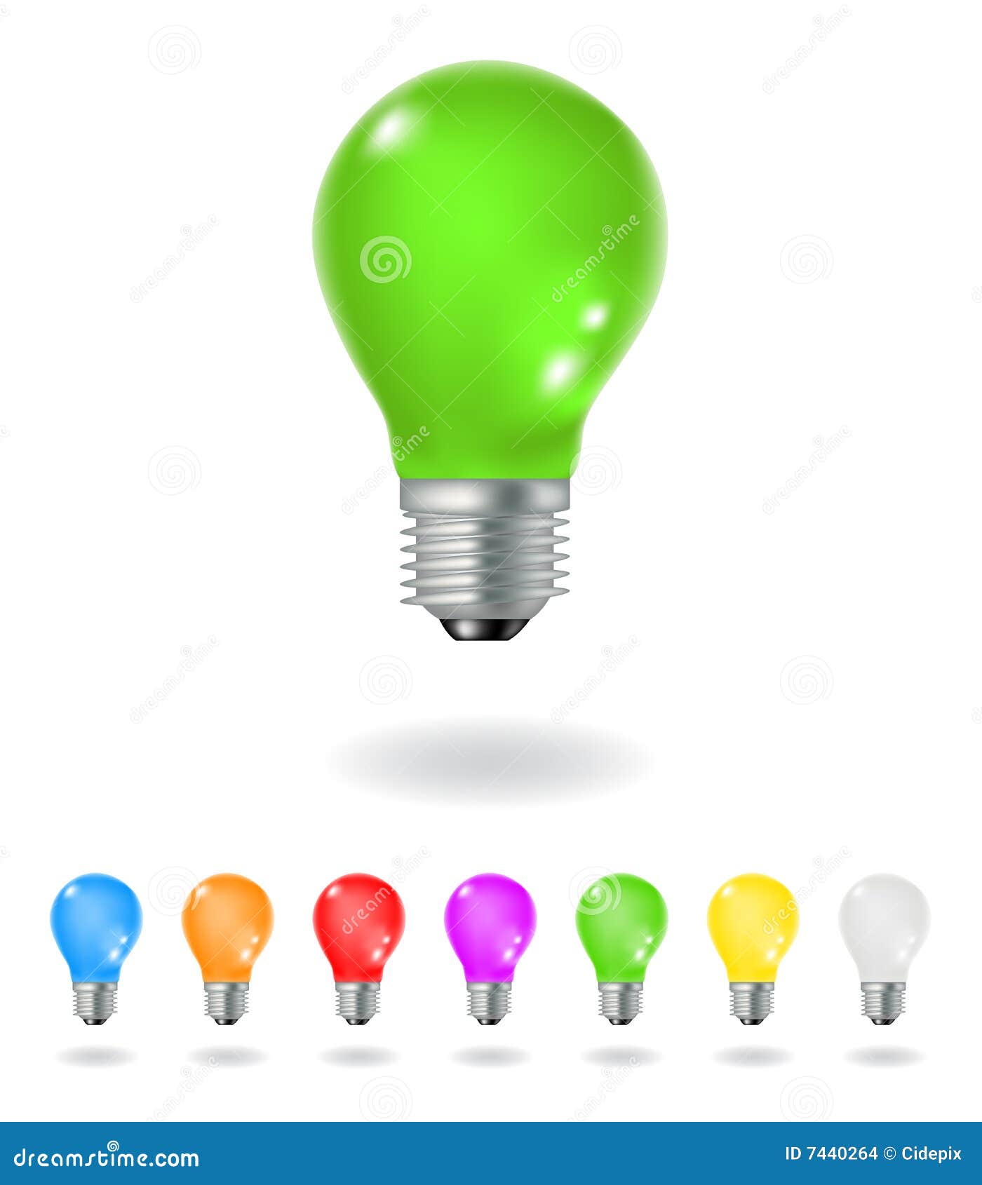 Colourful light bulbs stock vector. Illustration of glass - 7440264