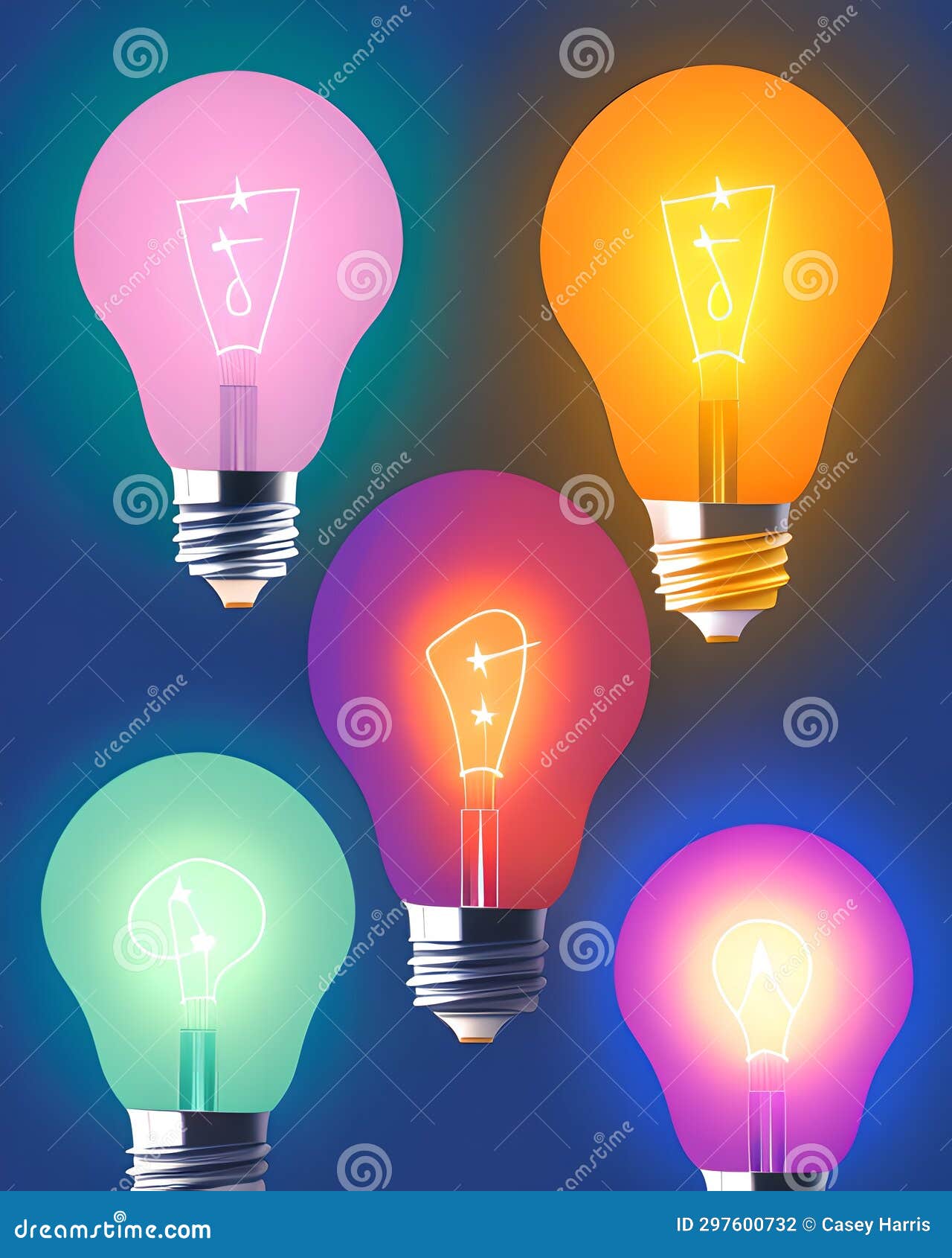 Colourful Lightbulb Background Stock Illustration - Illustration of ...