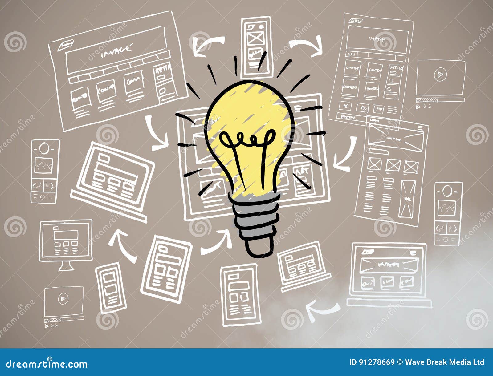 Colourful Lightbulb And Image Computer Drawings Graphics Royalty-Free ...