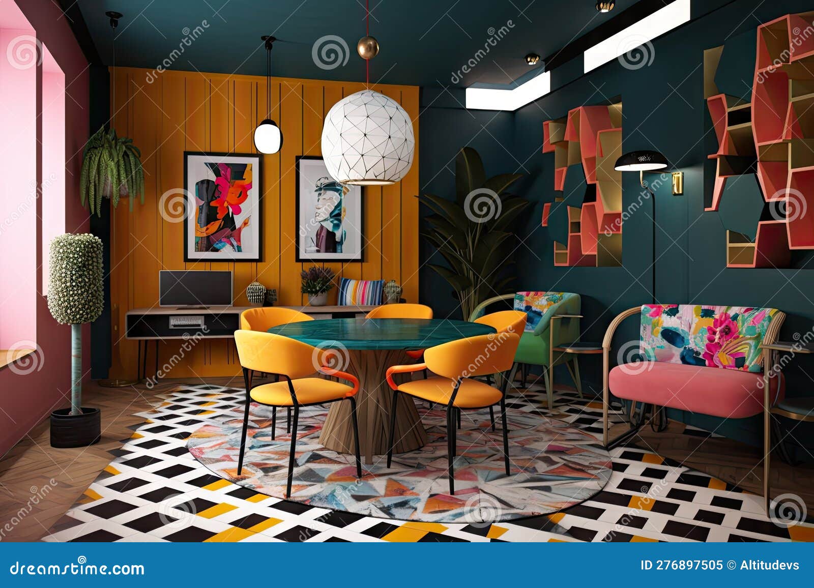 Colourful Lofi Interior with Bold, Geometric Patterns and Pops of ...