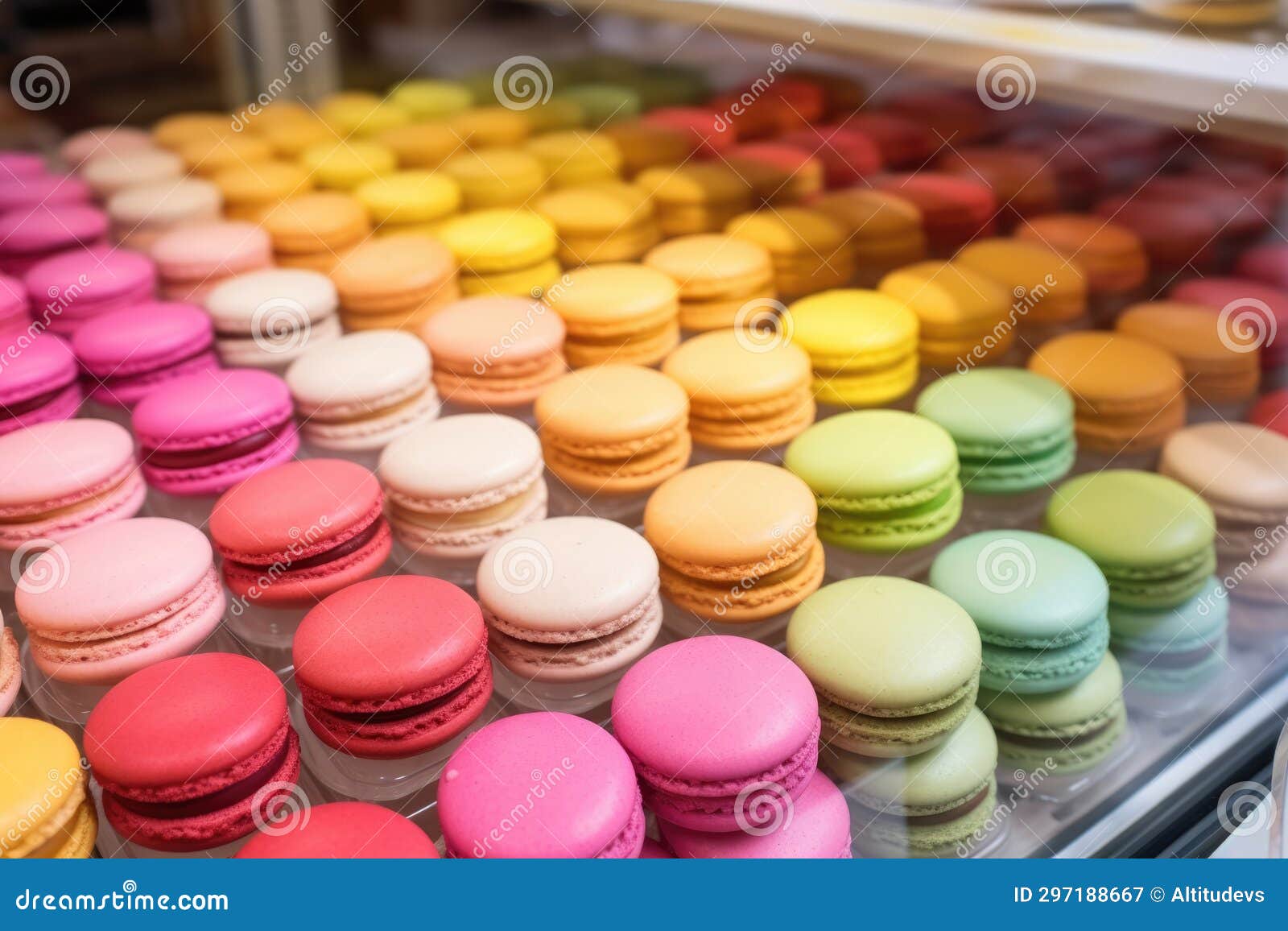 Colourful Macarons in a Bakery Display Case Stock Image - Image of ...