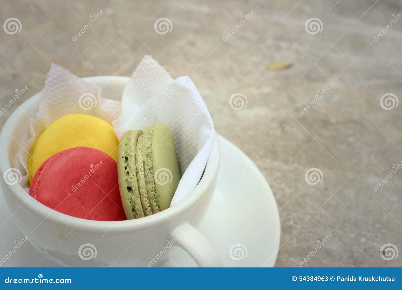 Colourful of Macaroon in a White Cup. Stock Image - Image of food ...