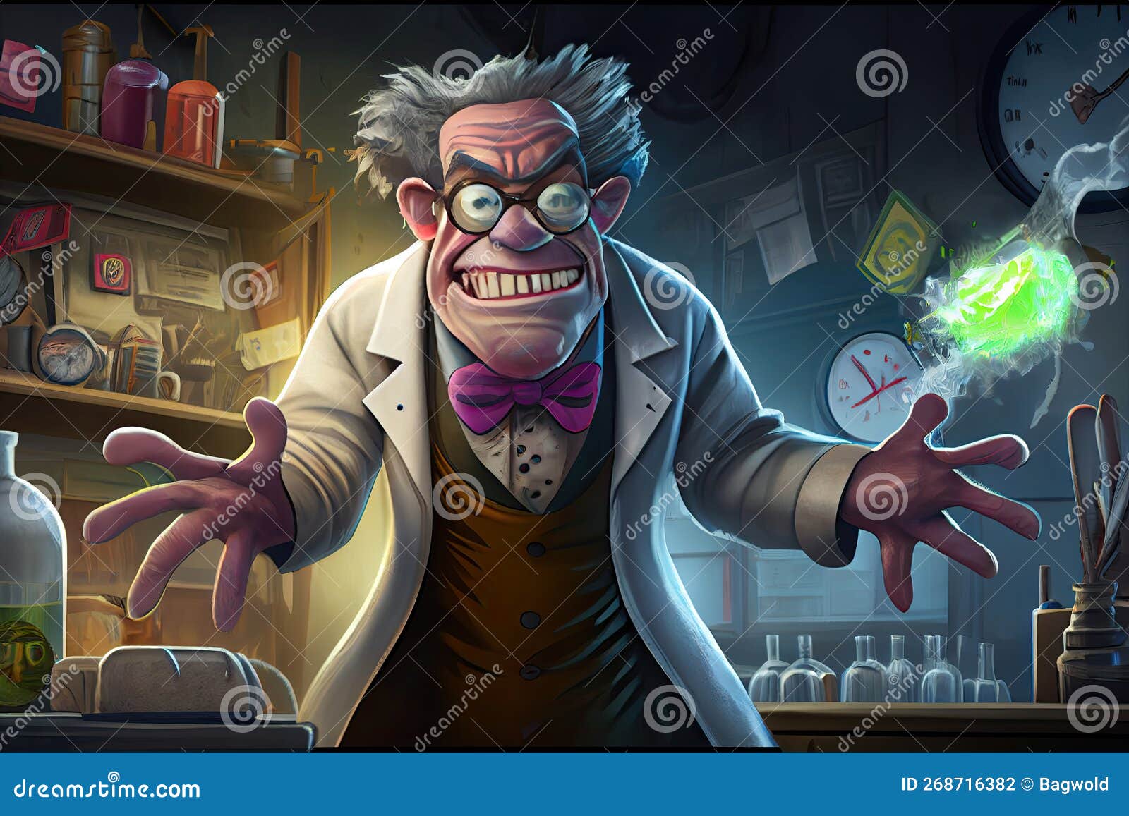 Colourful Mad Scientist In Laboratory Doing Experiments Generative AI ...