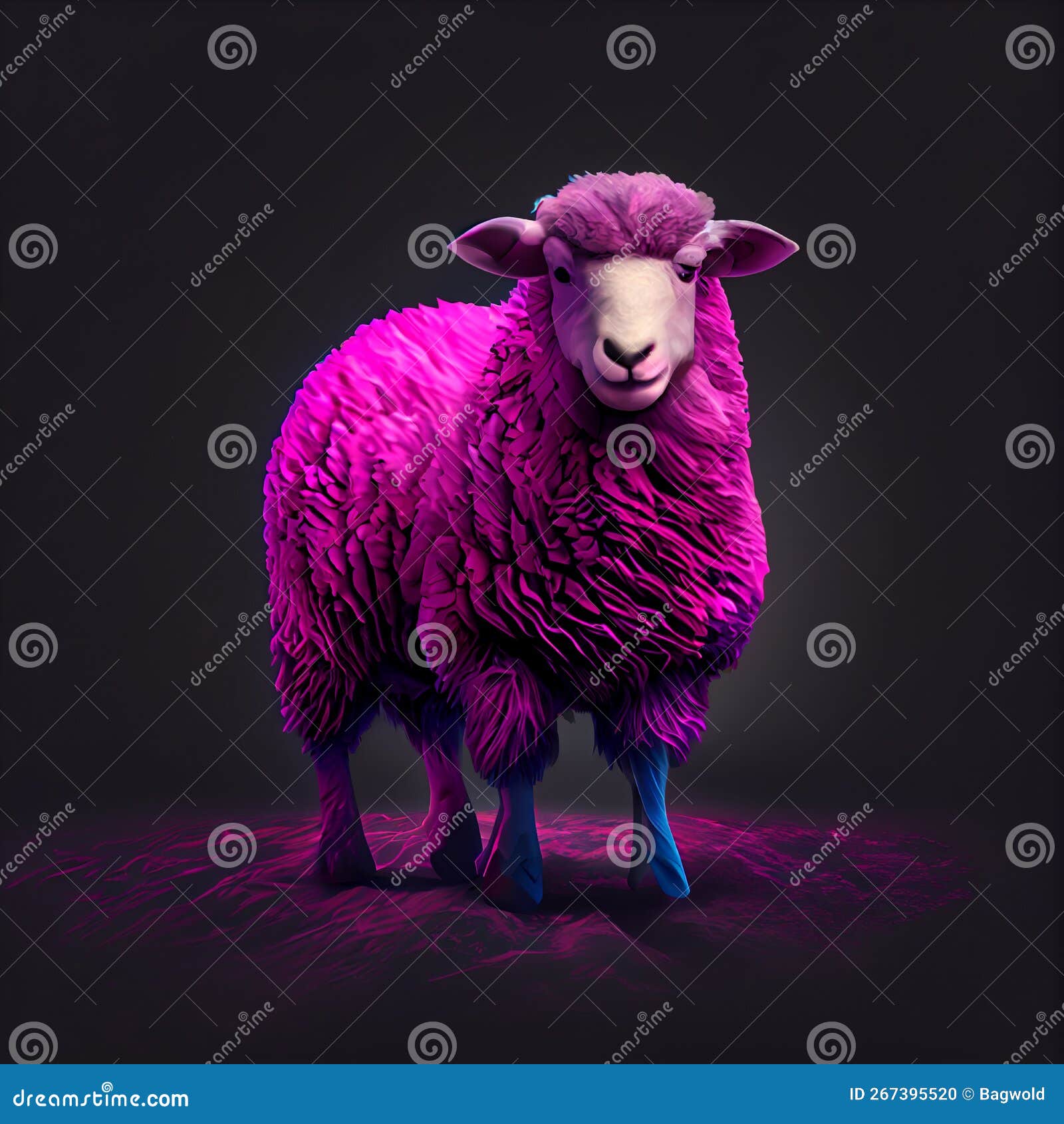 Colourful Magenta Sheep Generative AI Illustration Stock Photo - Image ...