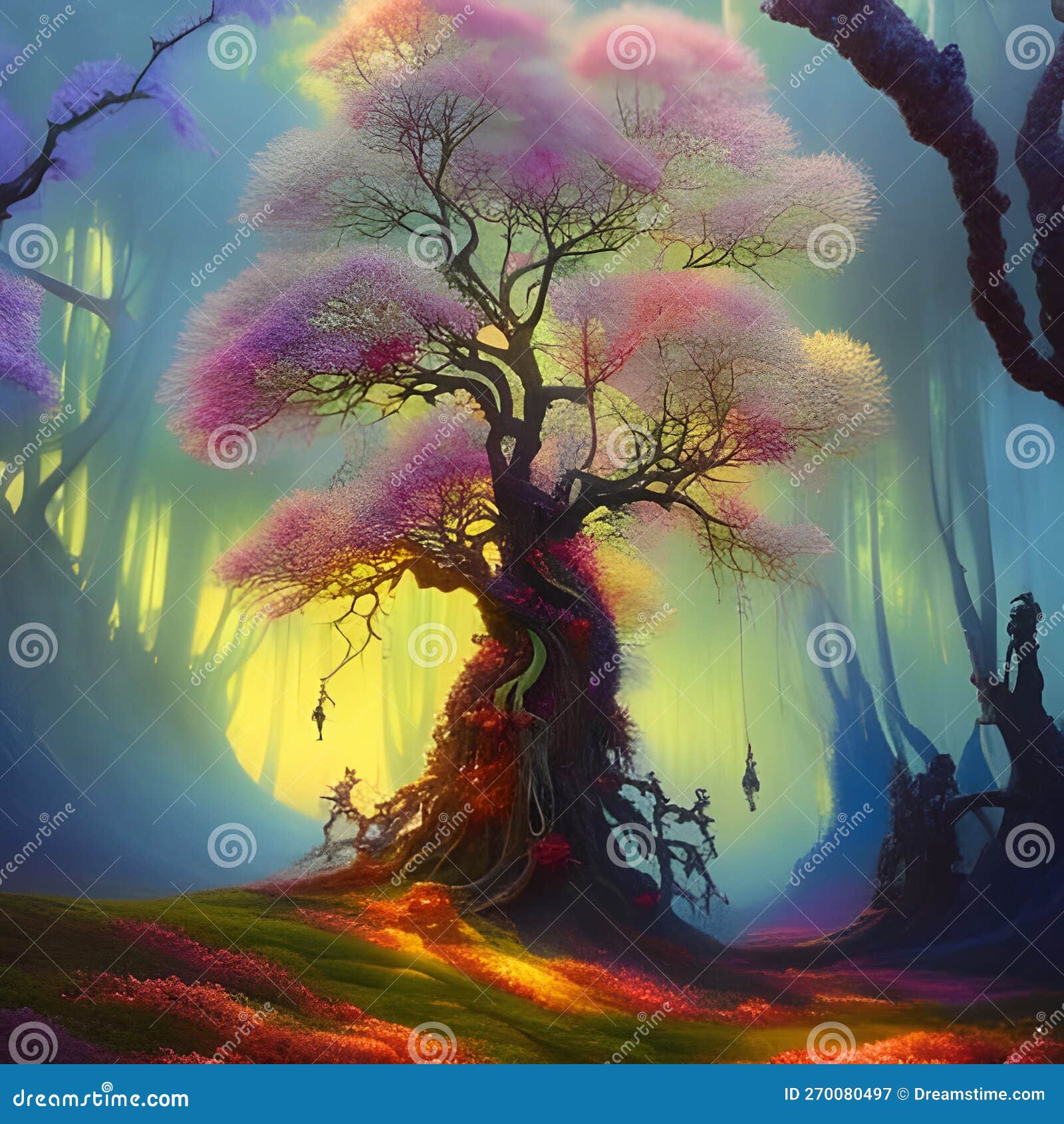 Colourful Magic Tree in a Forest, Created with AI Generative Tools ...