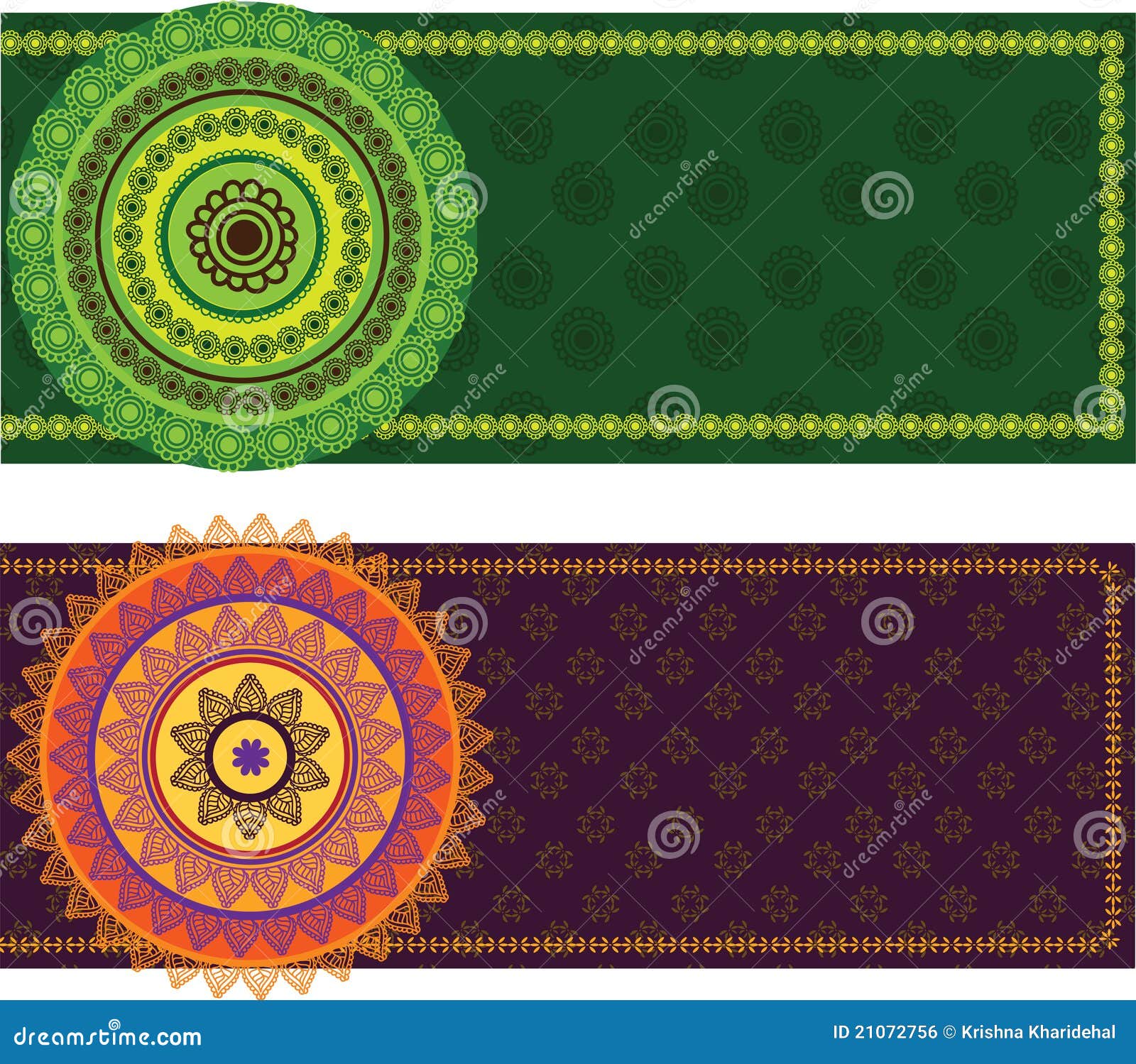 Colourful Mandala Banner with Border Stock Vector - Illustration of ...