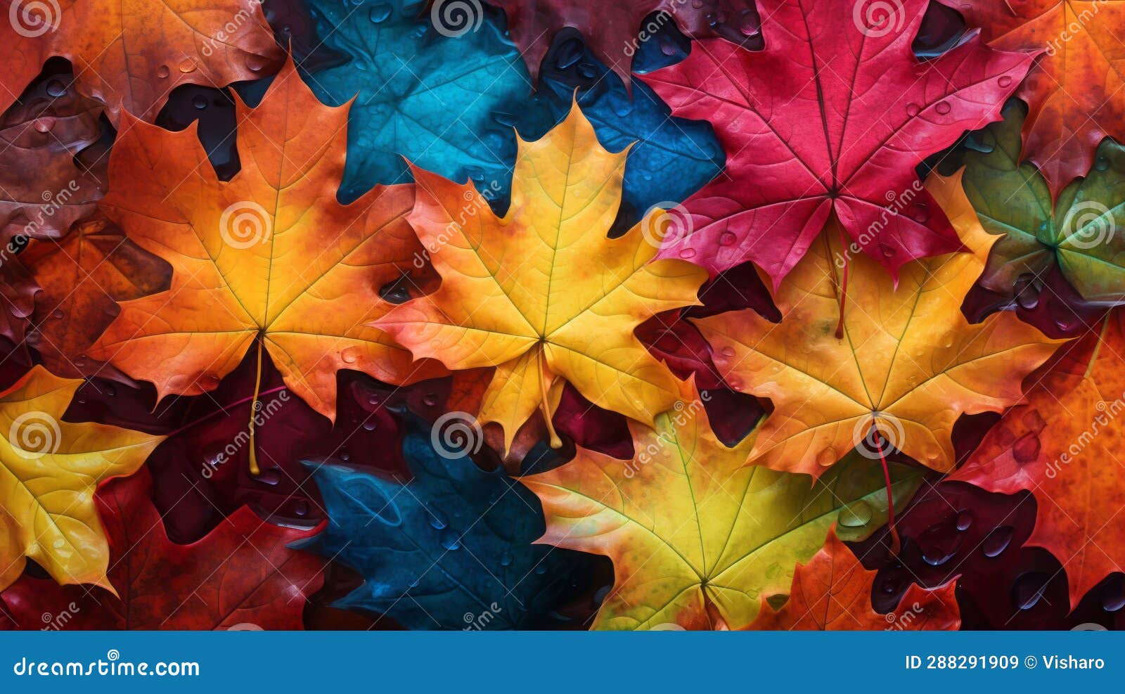 Colourful Maple Leaves Close-up Stock Illustration - Illustration of ...