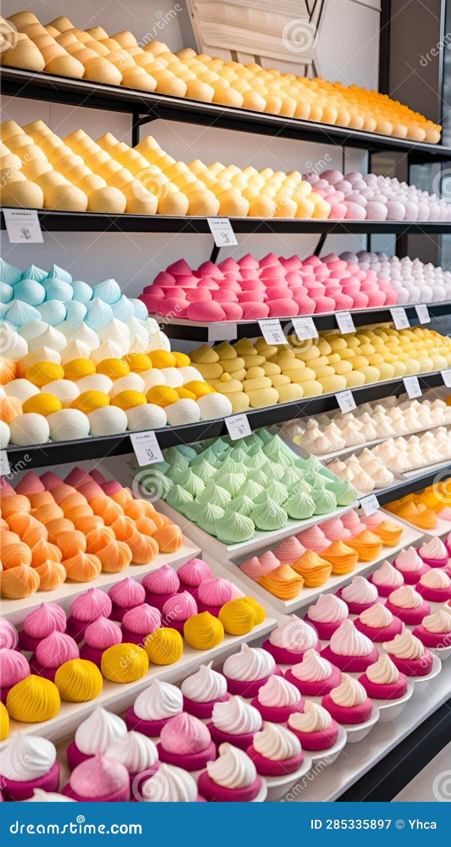 Colourful Meringue Display in the Shop Illustration Artificial ...