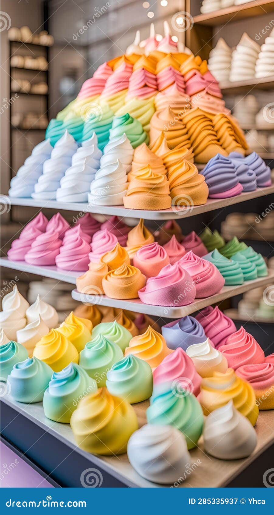 Colourful Meringue Display in the Shop Illustration Artificial ...