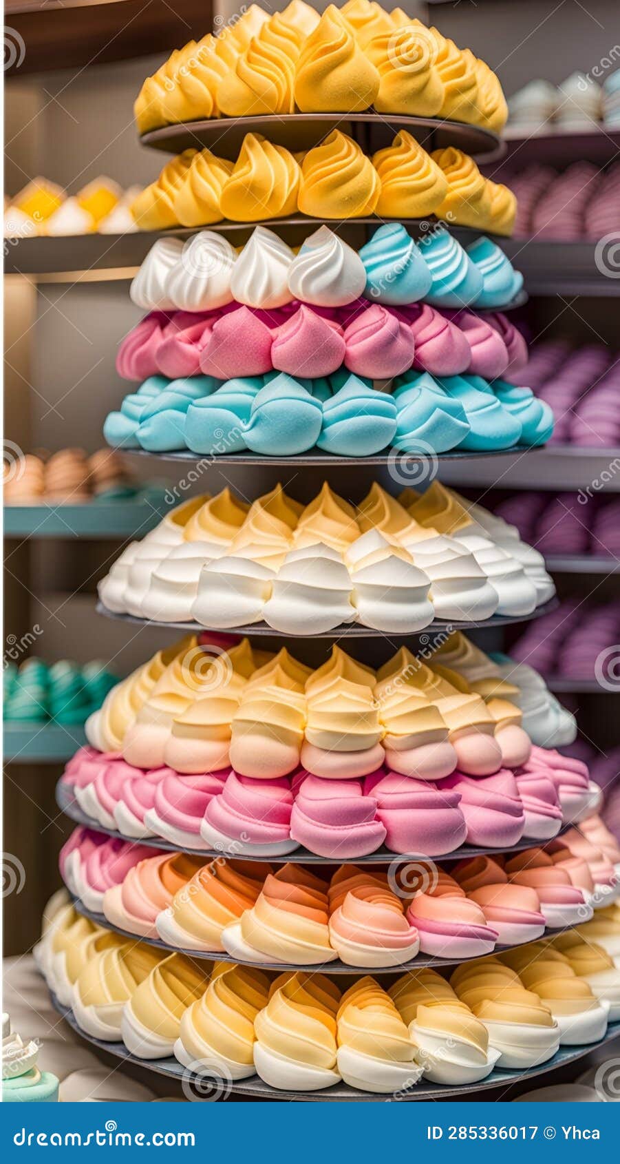 Colourful Meringue Display in the Shop Illustration Artificial ...
