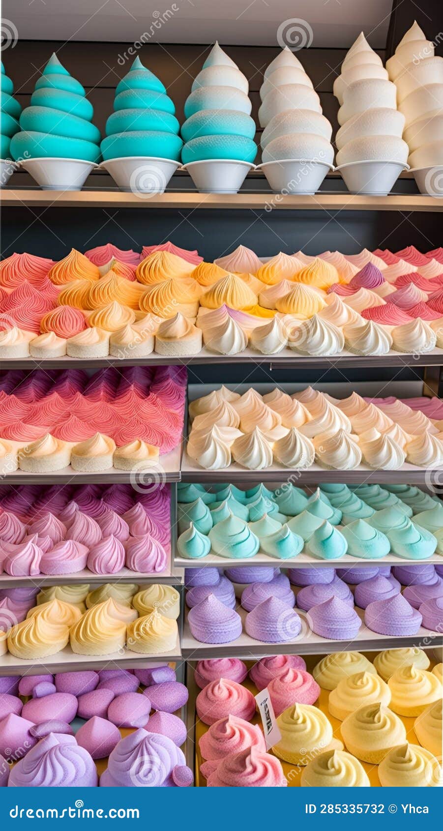 Colourful Meringue Display in the Shop Illustration Artificial ...