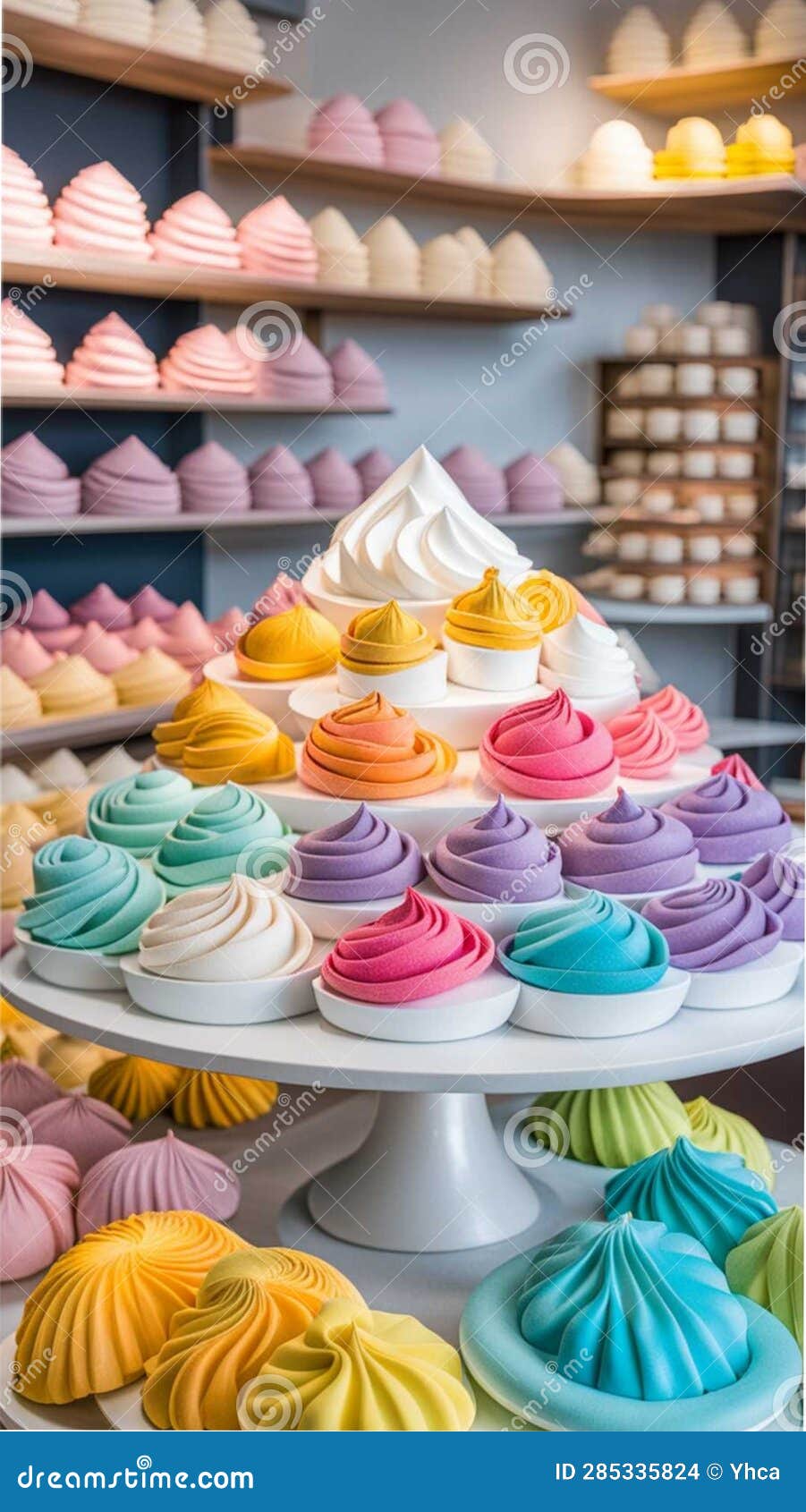Colourful Meringue Display in the Shop Illustration Artificial ...