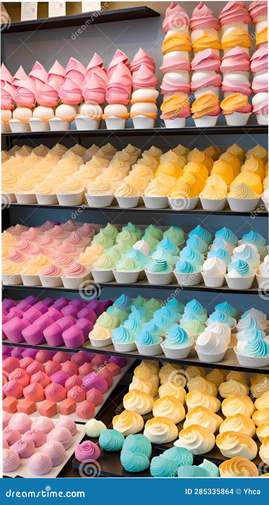 Colourful Meringue Display in the Shop Illustration Artificial ...