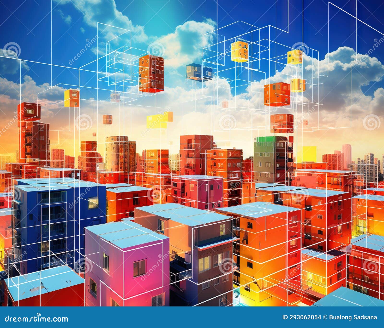 Colourful Microgrid Smartgrid Concept Generative AI Illustration ...