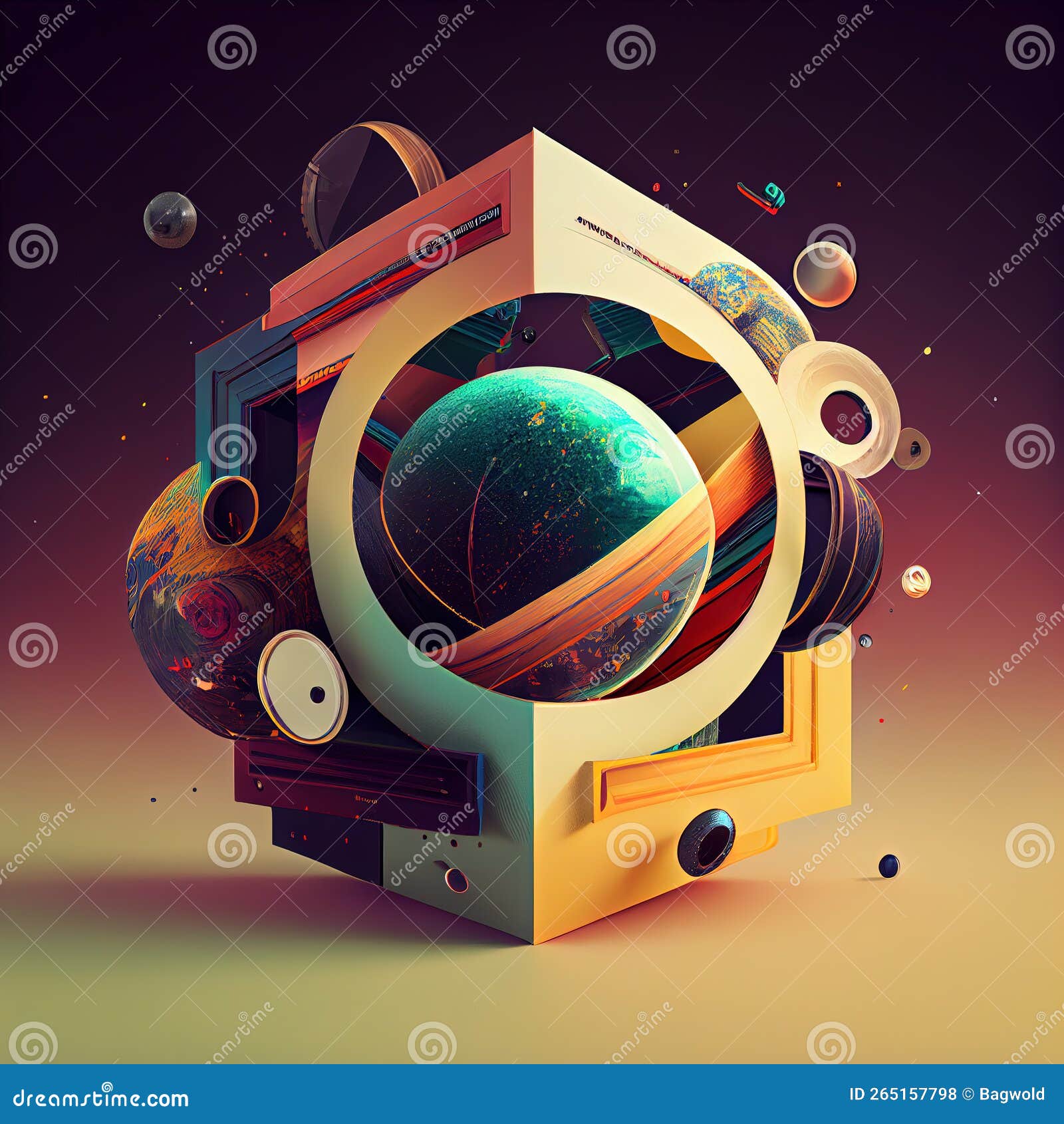 Colourful Mixed Dimension Design AI Illustration Stock Illustration ...