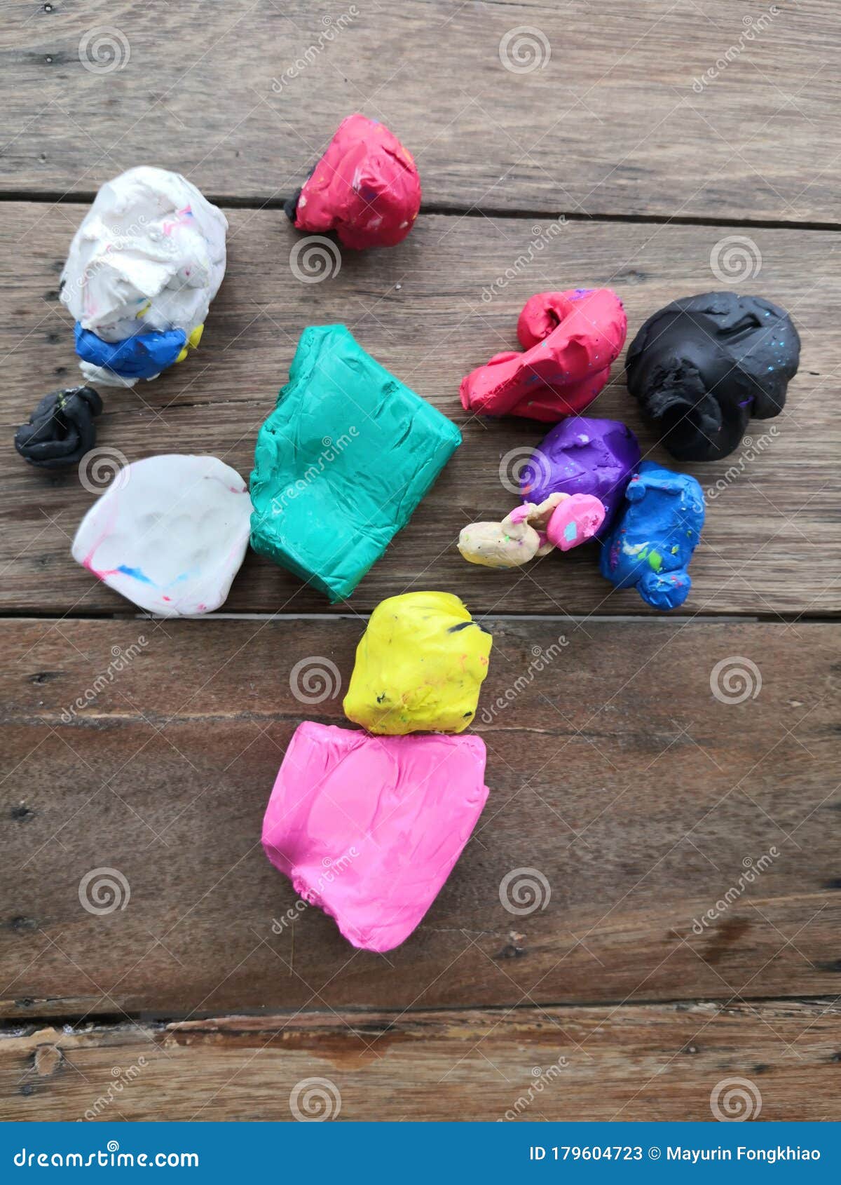 Colourful Modeling Clay on Old Wooden Background Stock Image - Image of ...