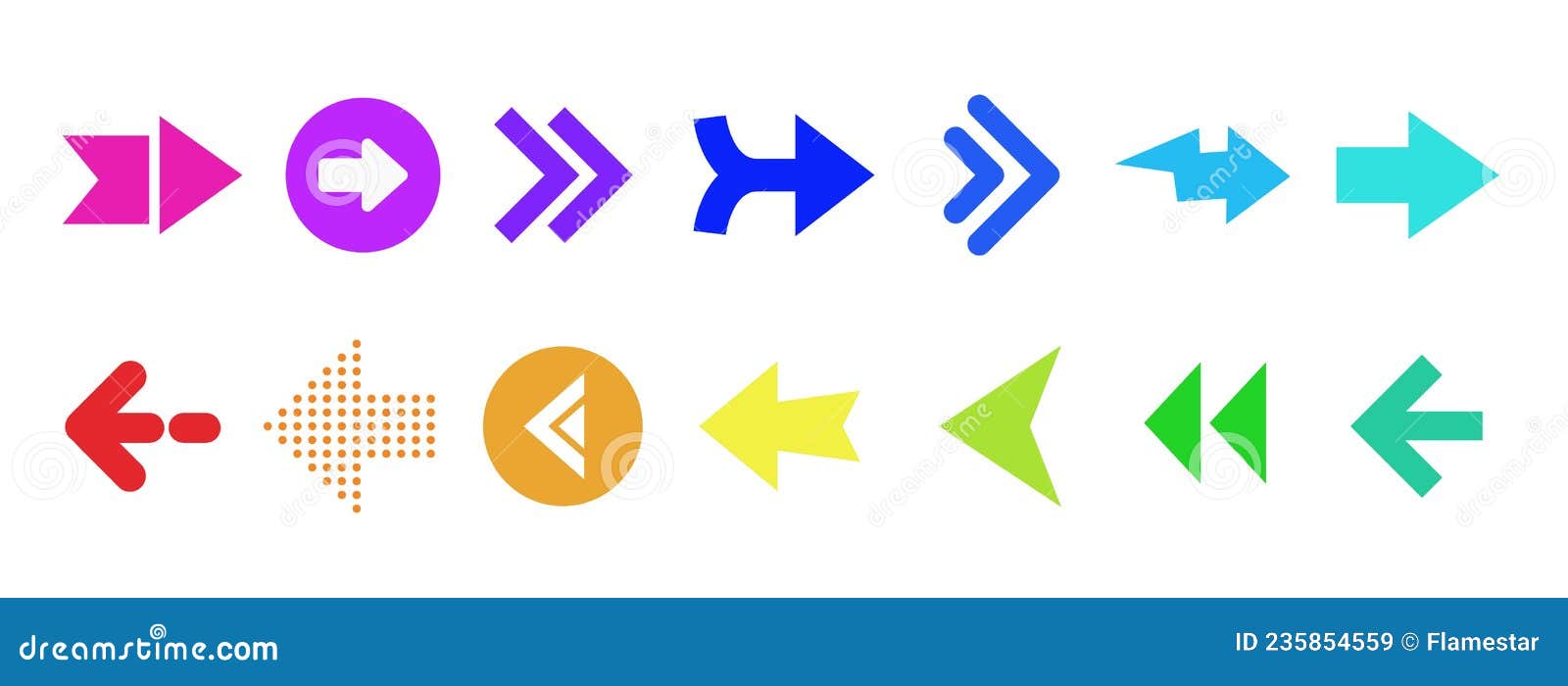 Colourful Modern Arrows Set Isolated on White Background. UI and Web ...