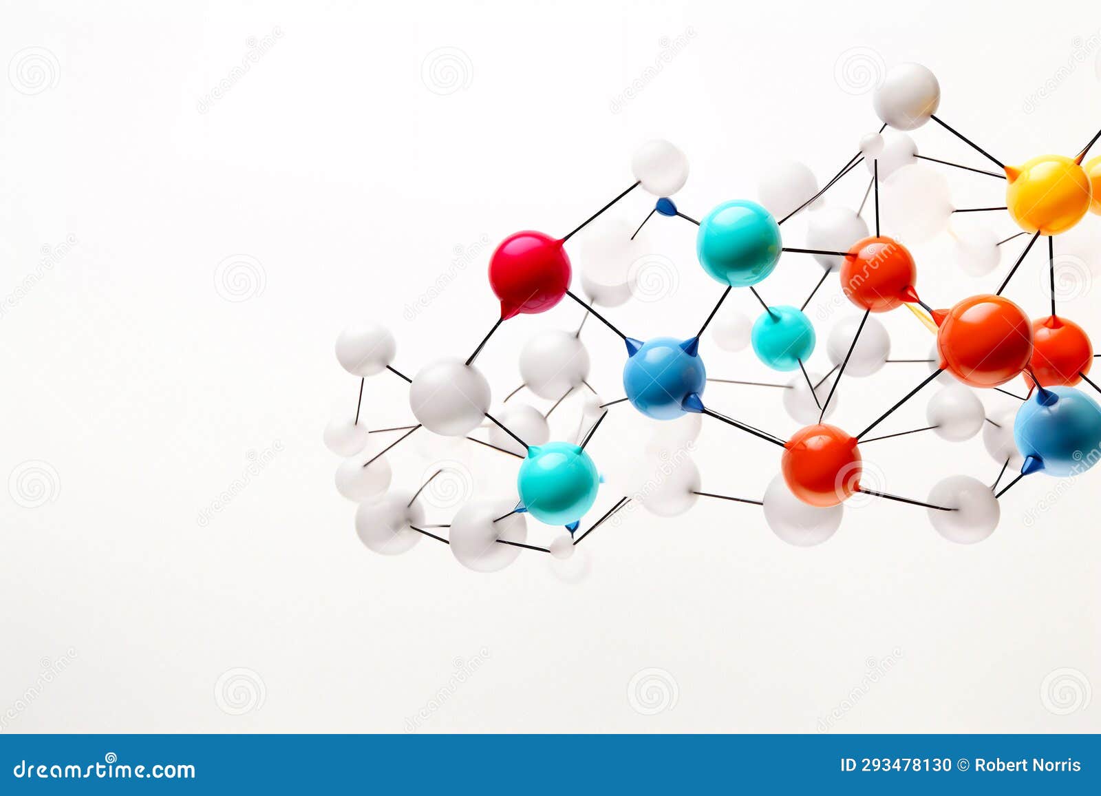 Banner 3d Molecule Or Atoms Close Up On Light Blue Background ...