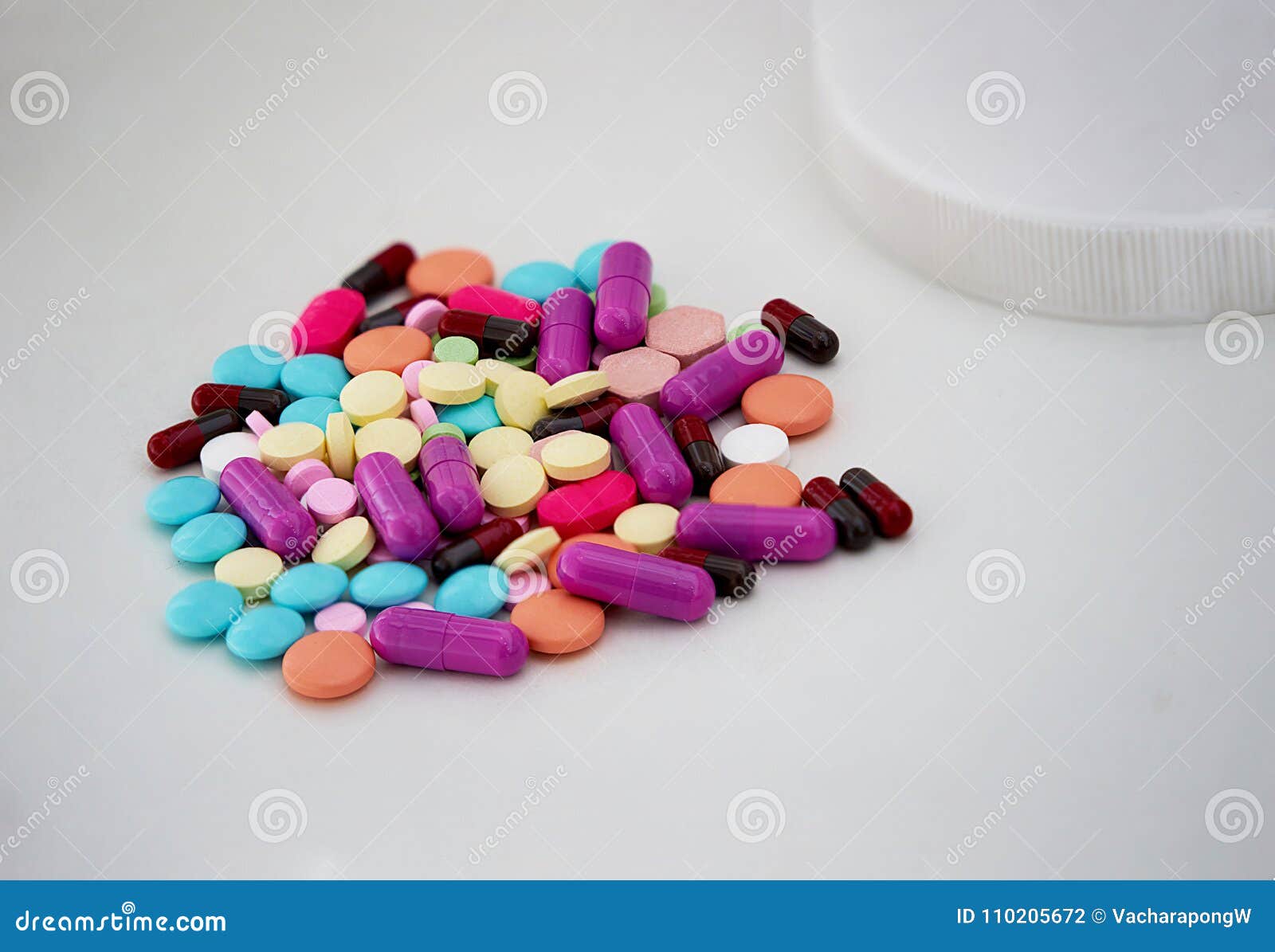 Colourful ,multiple Shape Pills Capsules Tablets Medicine on White ...