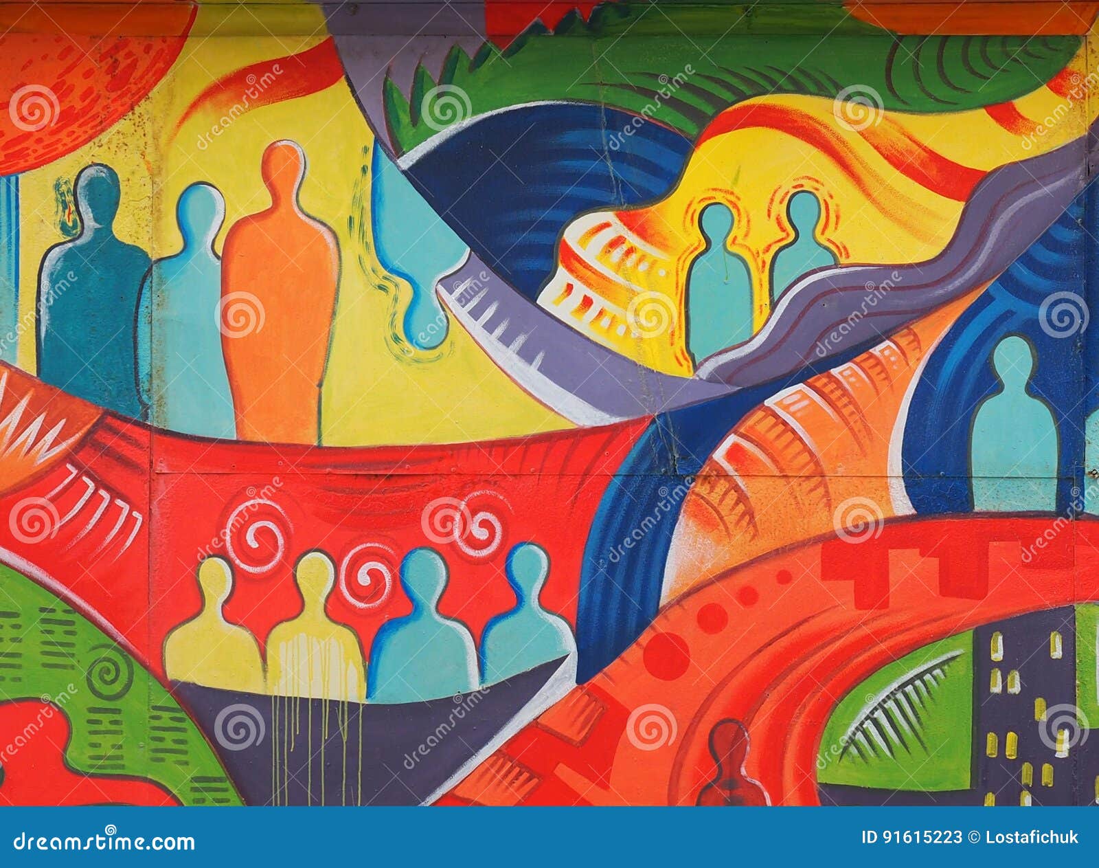 Colourful Mural in Heraklion Crete Greece Editorial Stock Photo - Image ...