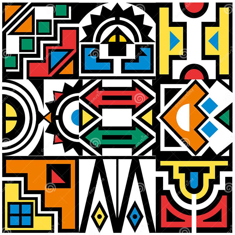 Colourfull Ndebele Design Pattern Backgrounds Stock Vector ...