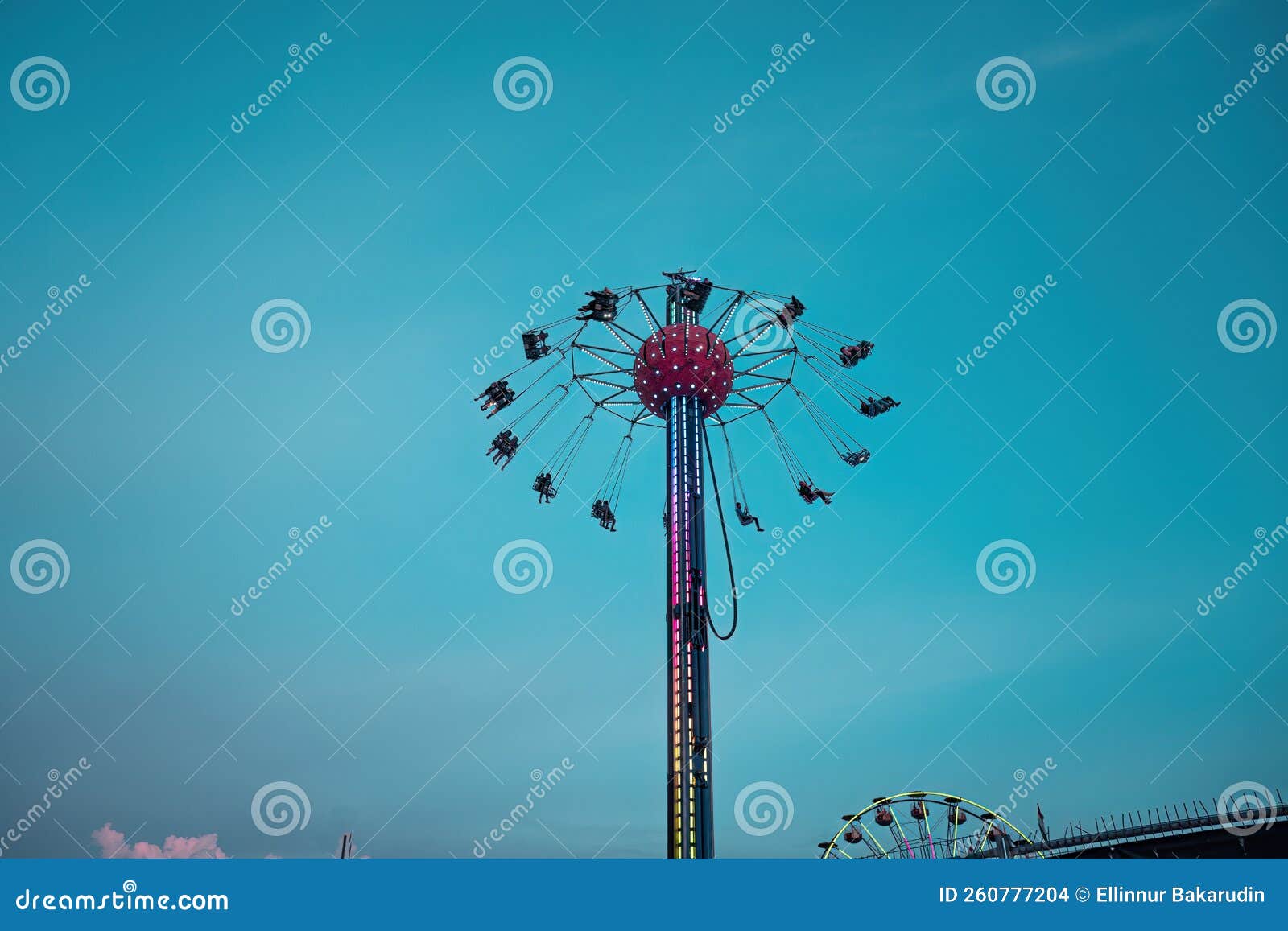 Colourful Neon of Fun Fair at Night Stock Photo - Image of amusement ...