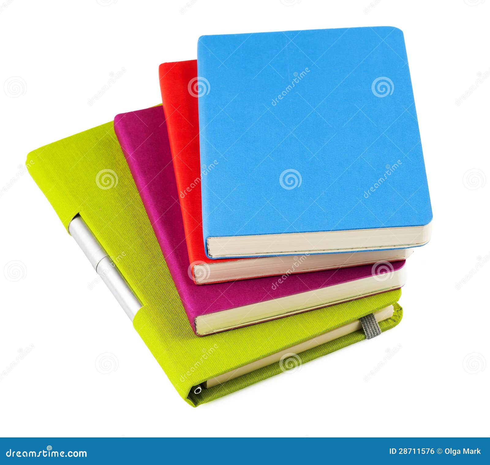 Colourful Notebooks with Ballpoint Pen Stock Photo - Image of agenda ...