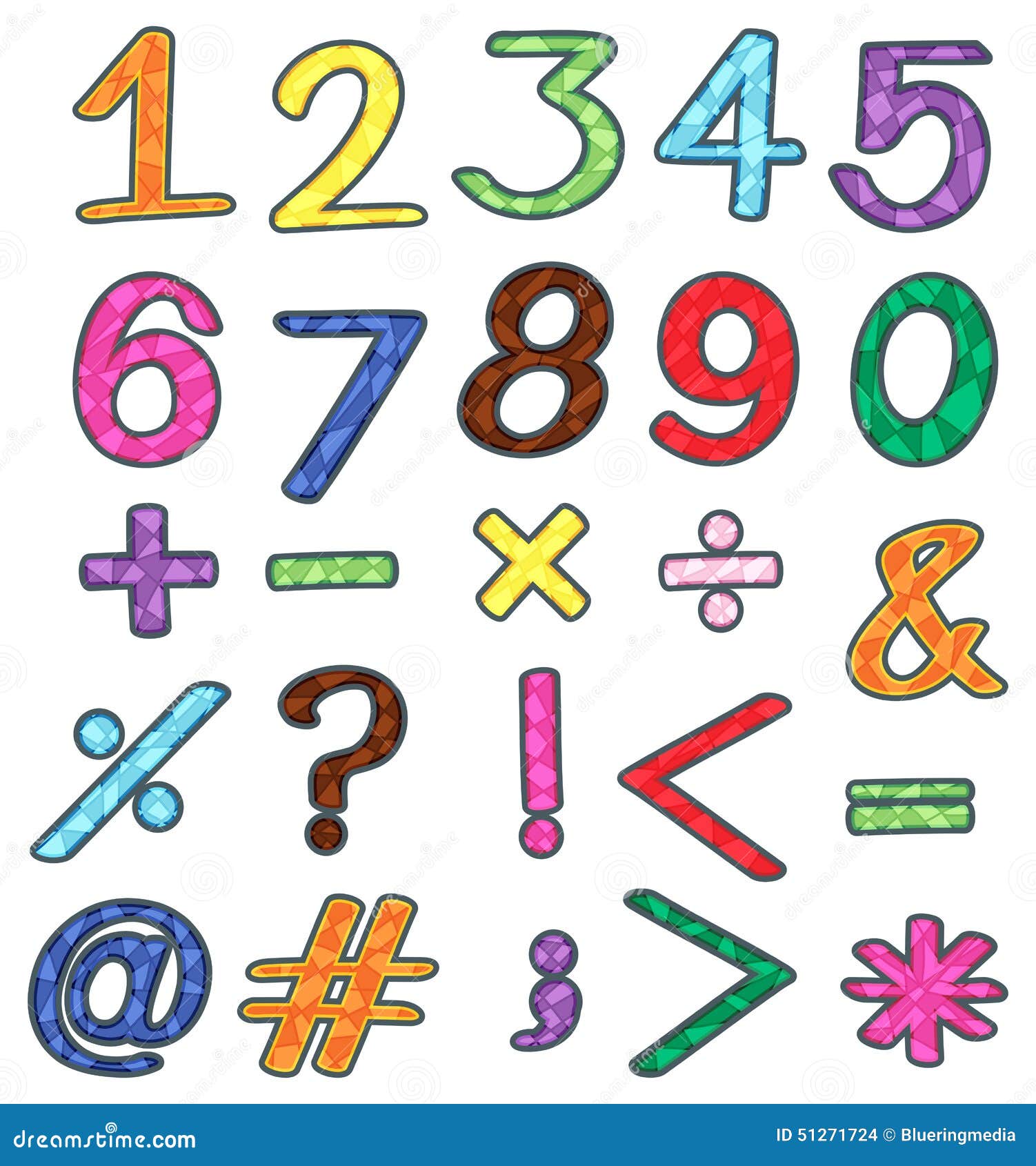 Colourful Numbers And Mathematical Operations Stock Vector - Image ...