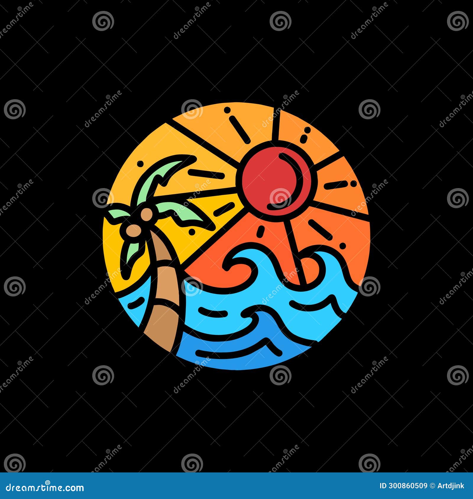 Colourful Ocean Logo Vector Design Illustration Emblem Stock Vector ...