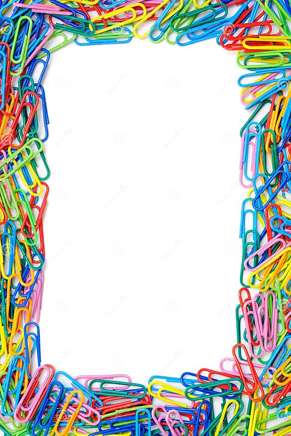 Colourful Paper Clips Frame with Space for Text Stock Photo - Image of ...