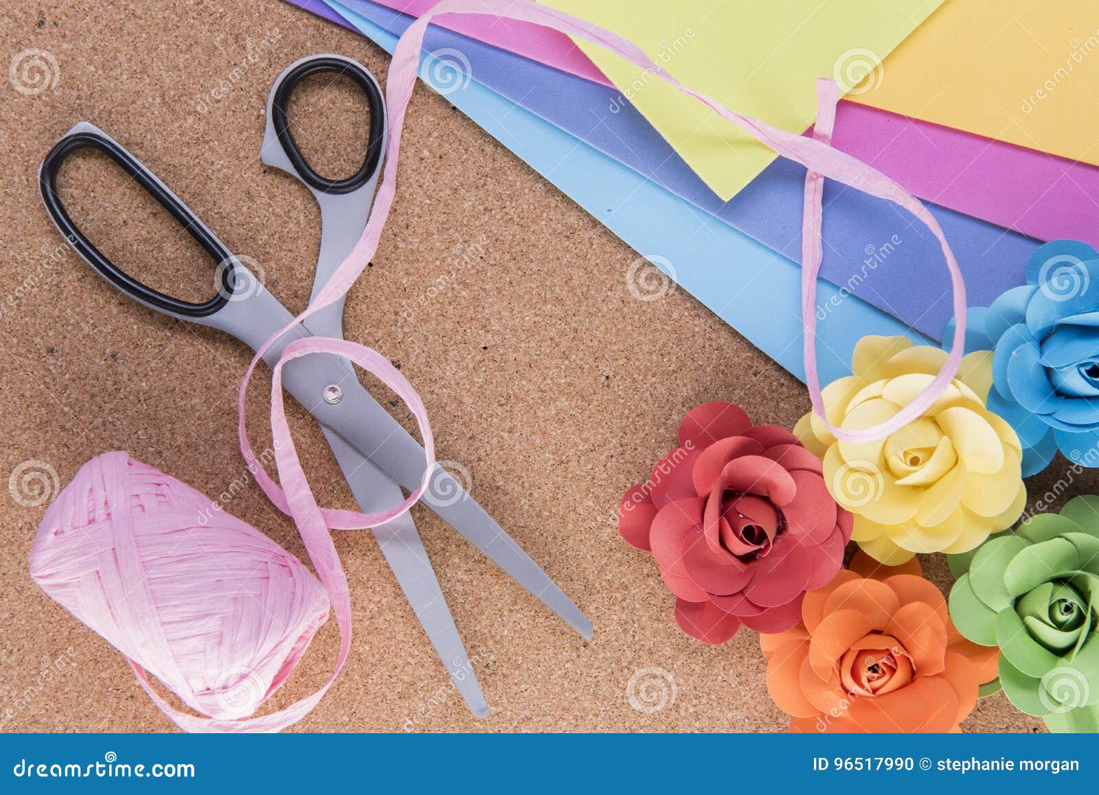 Colourful Paper Craft Background Stock Photo - Image of ribbon, pastel ...
