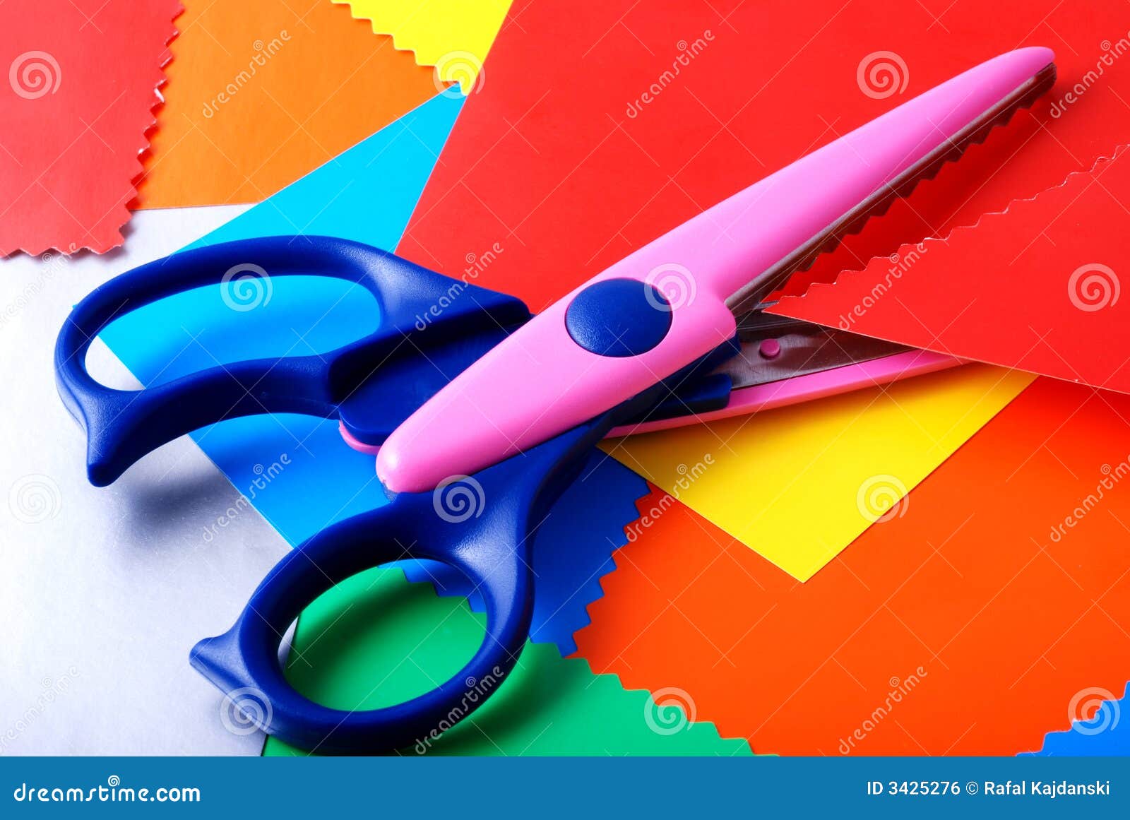 Colourful Paper and Scissors Stock Illustration - Illustration of ...