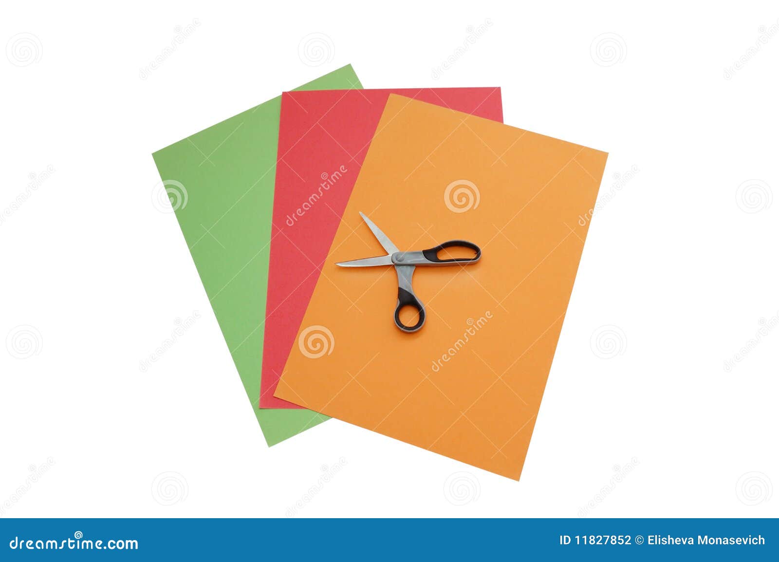 Colourful Papers with Scissors Stock Photo - Image of orange ...