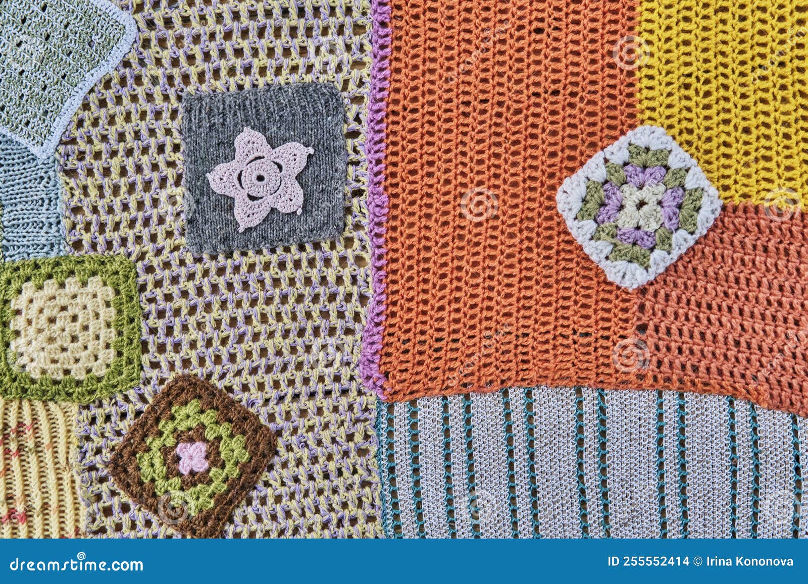 Colourful Patchwork Abstract Background. Different Pieces, Knitted and ...