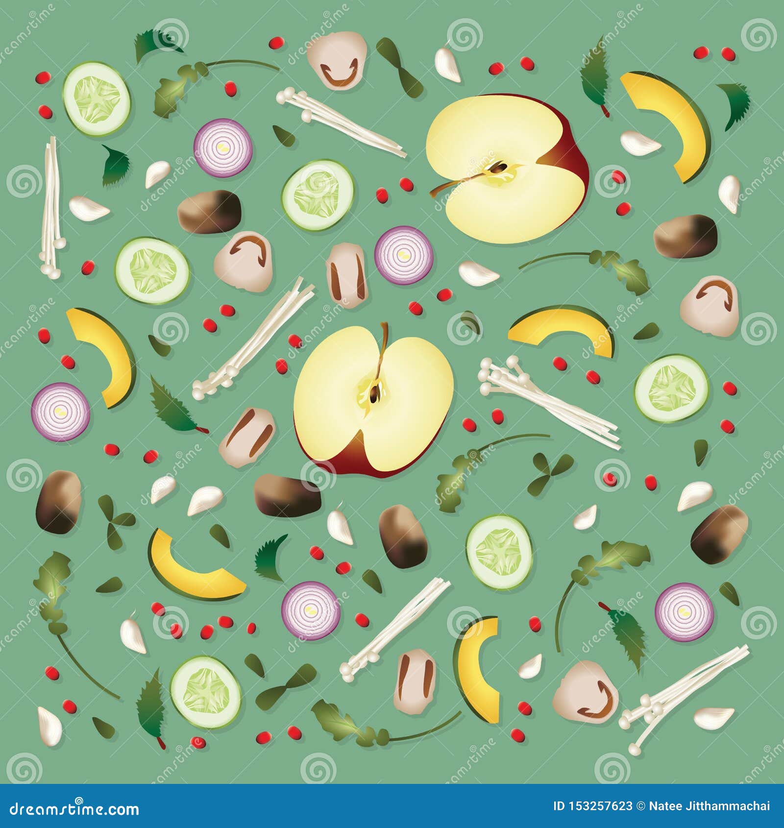 Colourful Pattern Raw Food Background Template Stock Vector ...