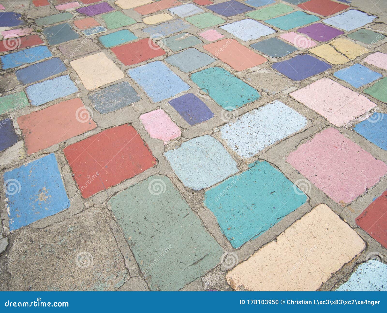 Colourful Paving Stones in Different Sizes Stock Photo - Image of ...