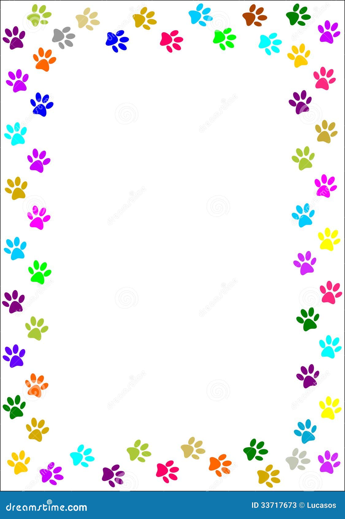 Colourful Paw Prints Border. Stock Vector - Illustration of border ...