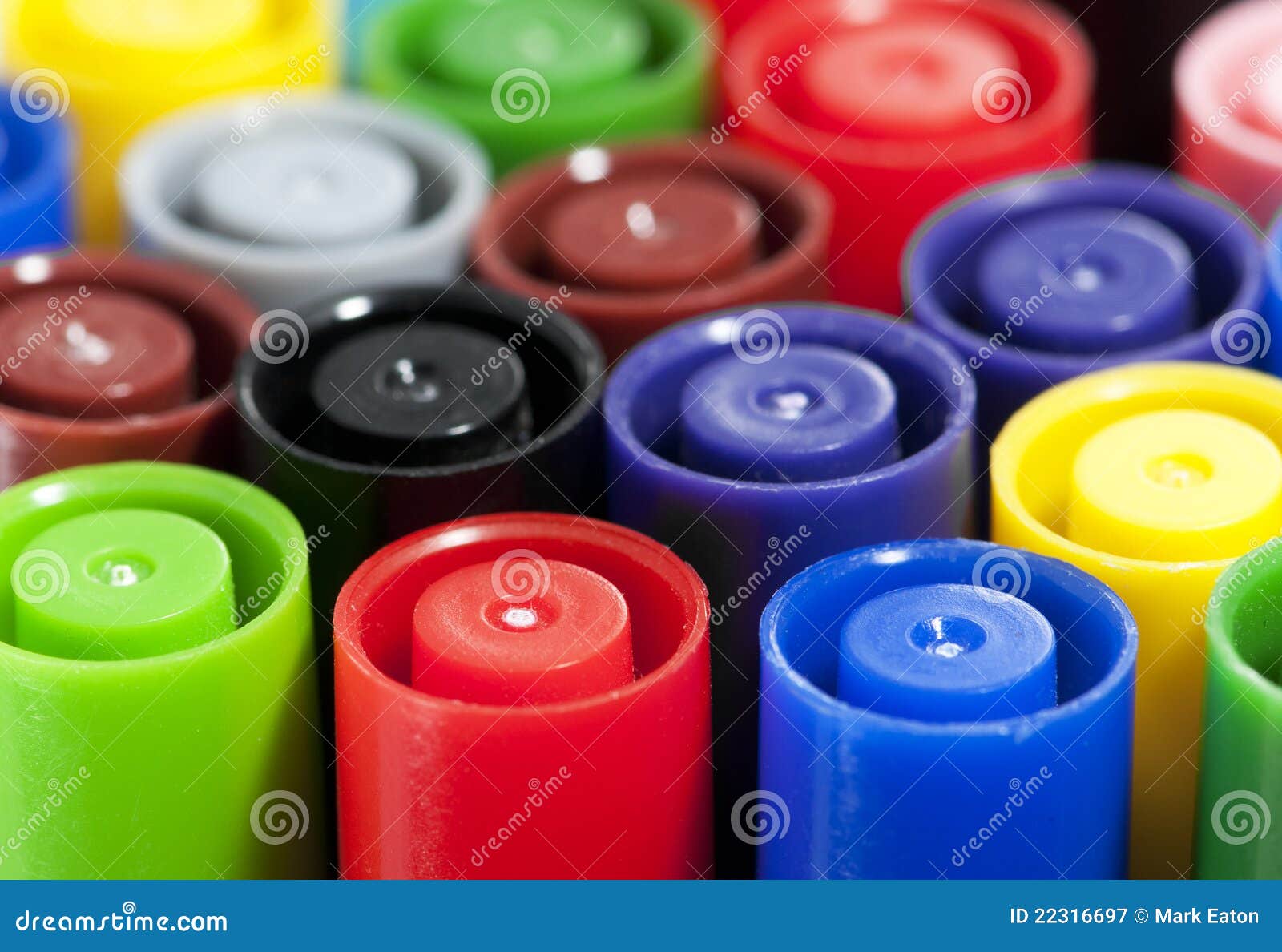 Colourful Pen Tops stock image. Image of color, coloring - 22316697