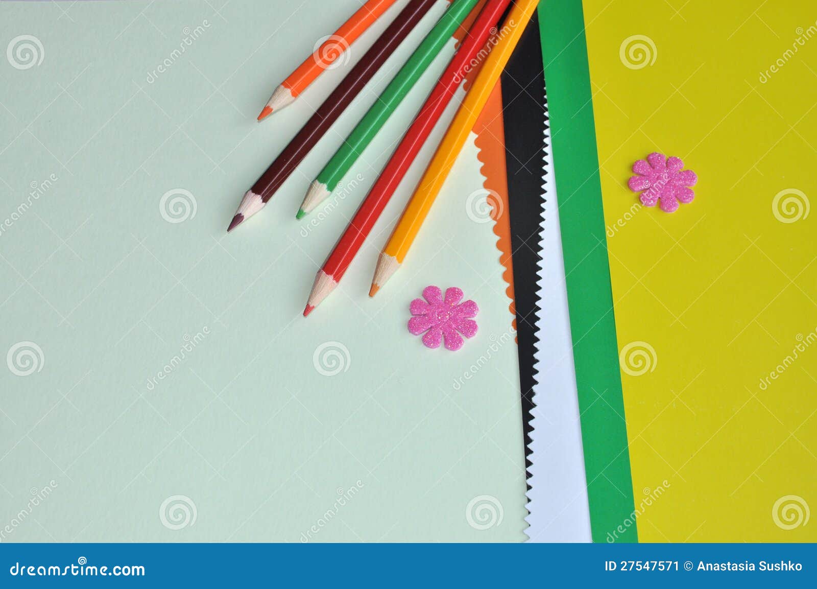 Colourful Pencils and Color Paper Stock Image - Image of crayon ...